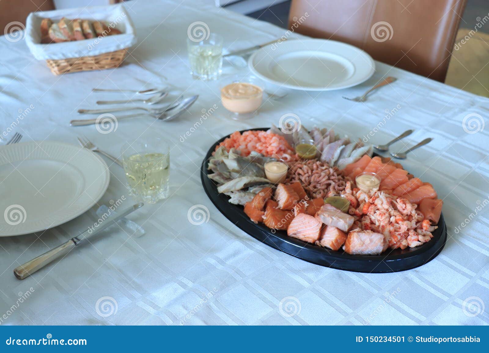 Fresh seafood on plate stock image. Image of cooking - 150234501