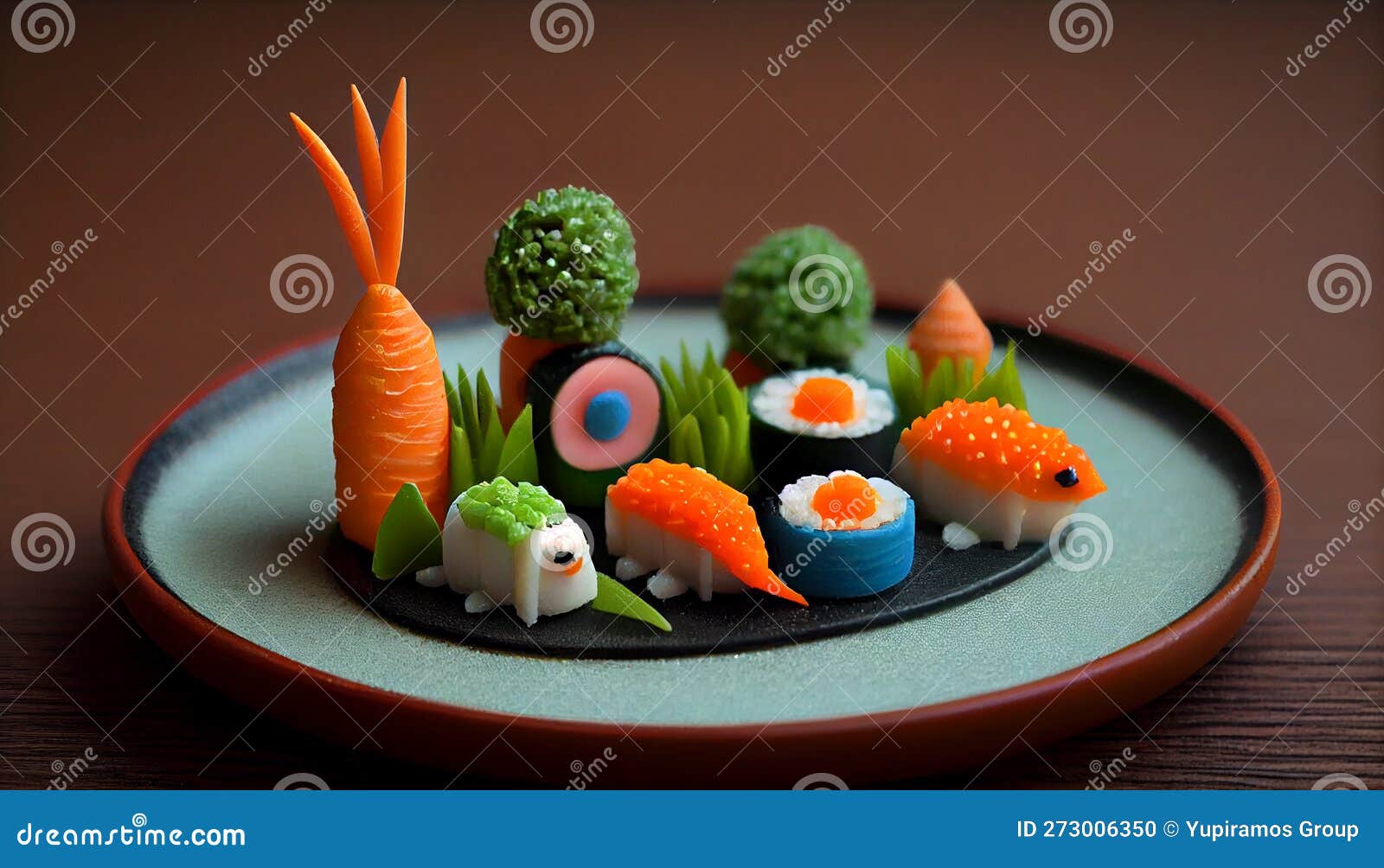 Fresh Seafood on a Plate Surrounded by Greenery Generated by AI Stock ...