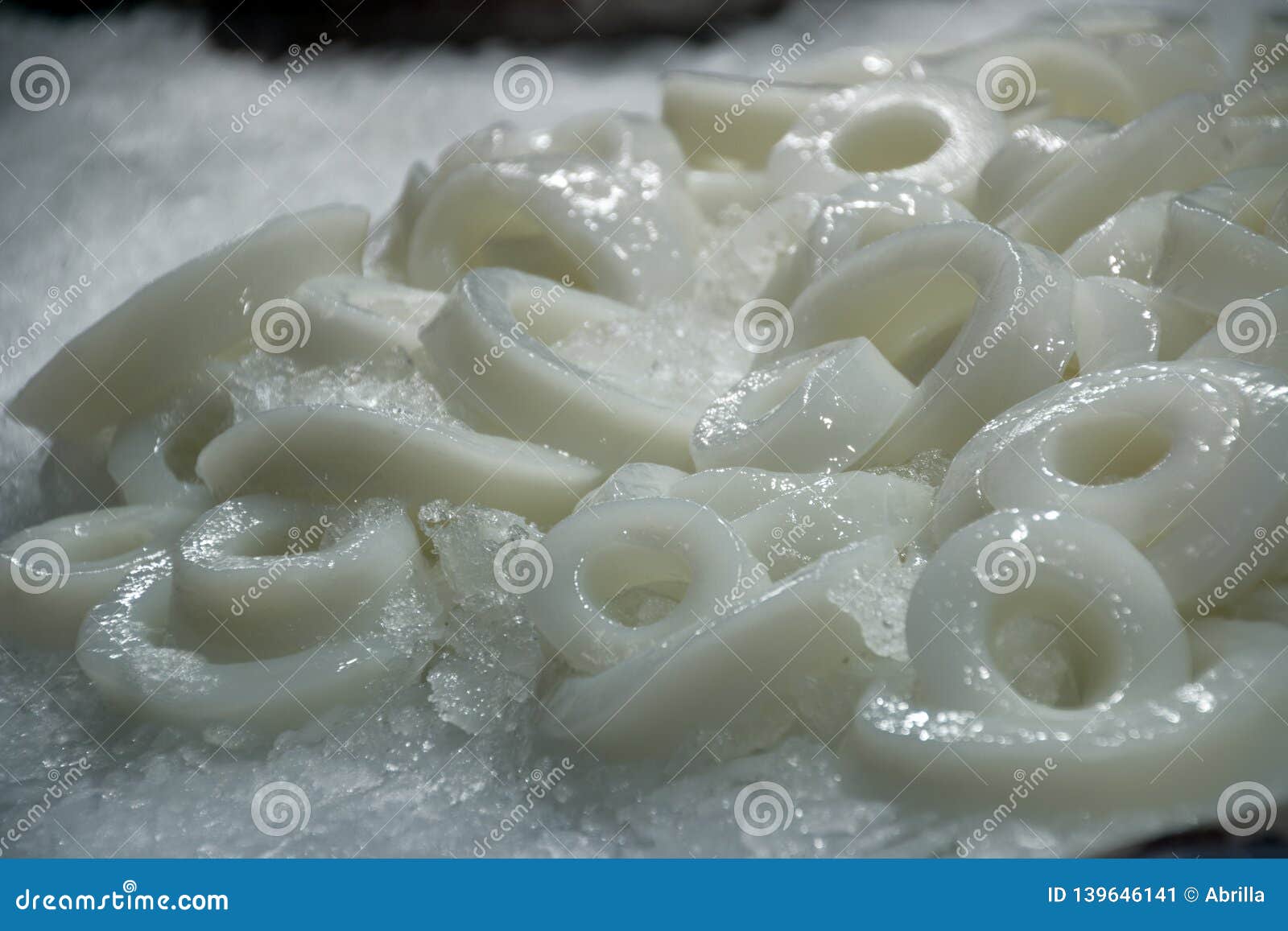 Fresh Seafood, Fresh Squids and Octopuses on the Counter Stock Image ...