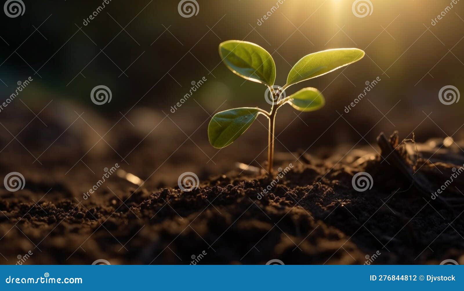 Fresh Seedling Growth in Nature Organic Land Generated by AI Stock ...