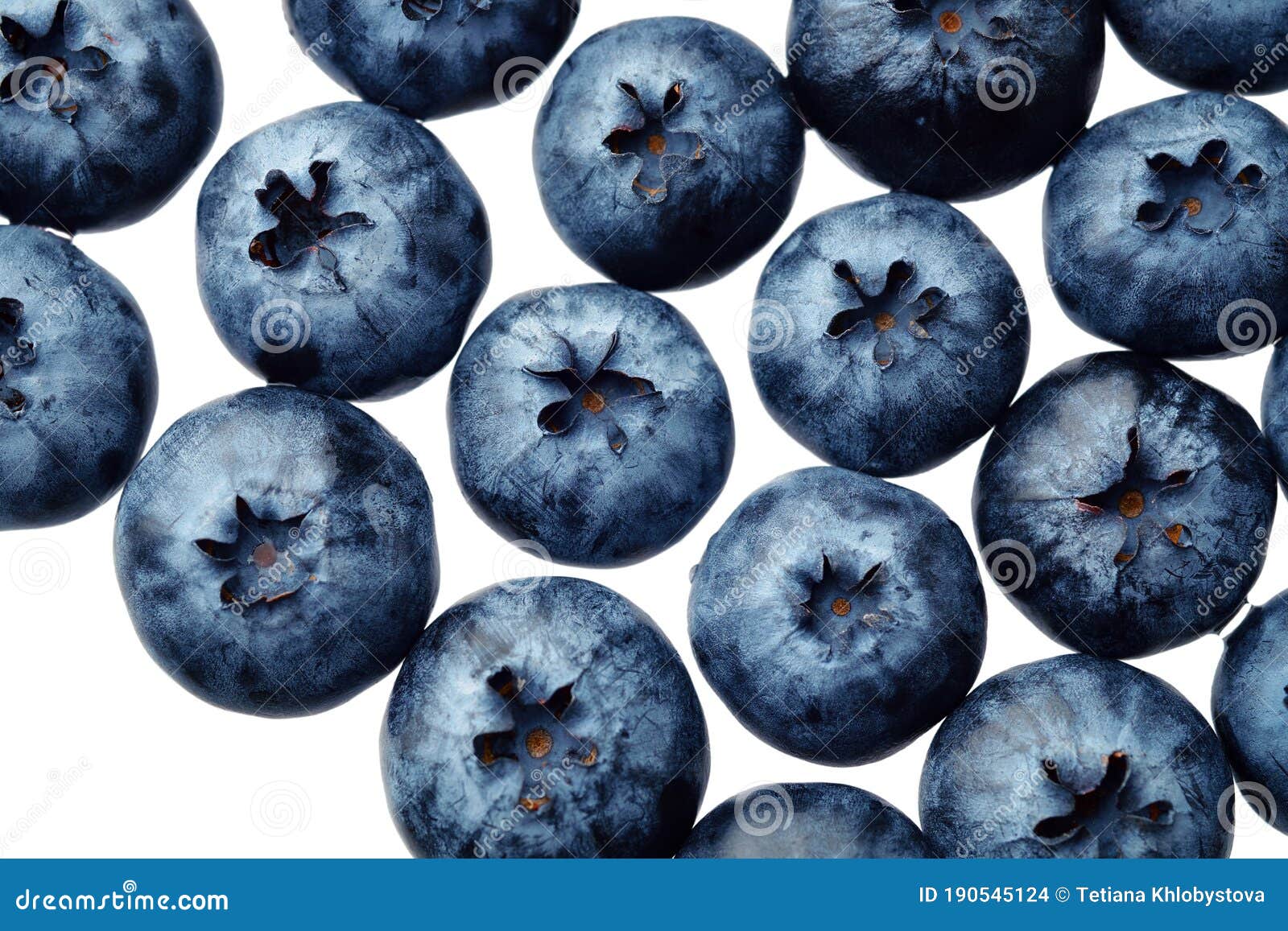 Fresh Selected Blueberries Isolated on White Background. Top View ...