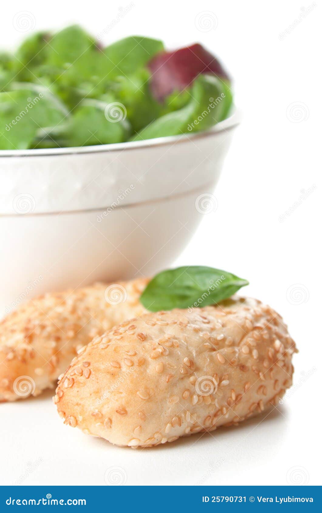 Fresh Sesame Roll and Salad Stock Image - Image of vegetarian, cuisine ...