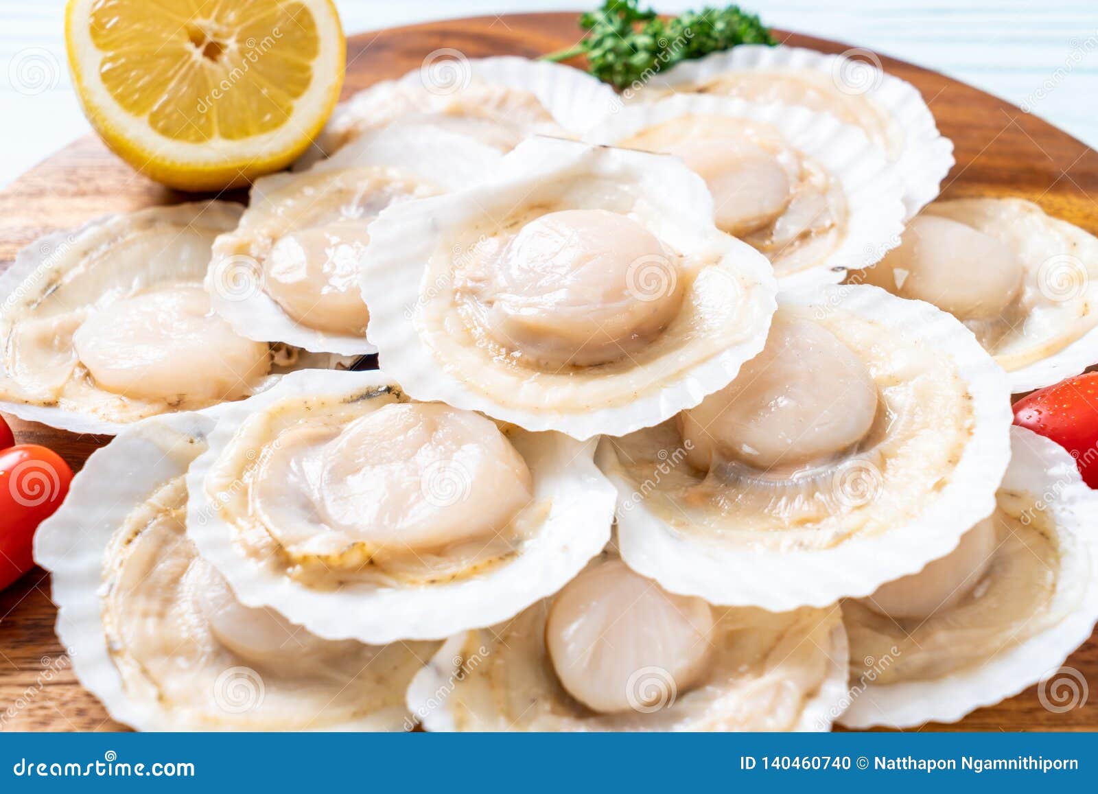 Fresh shell scallop stock photo. Image of scallop, shells - 140460740