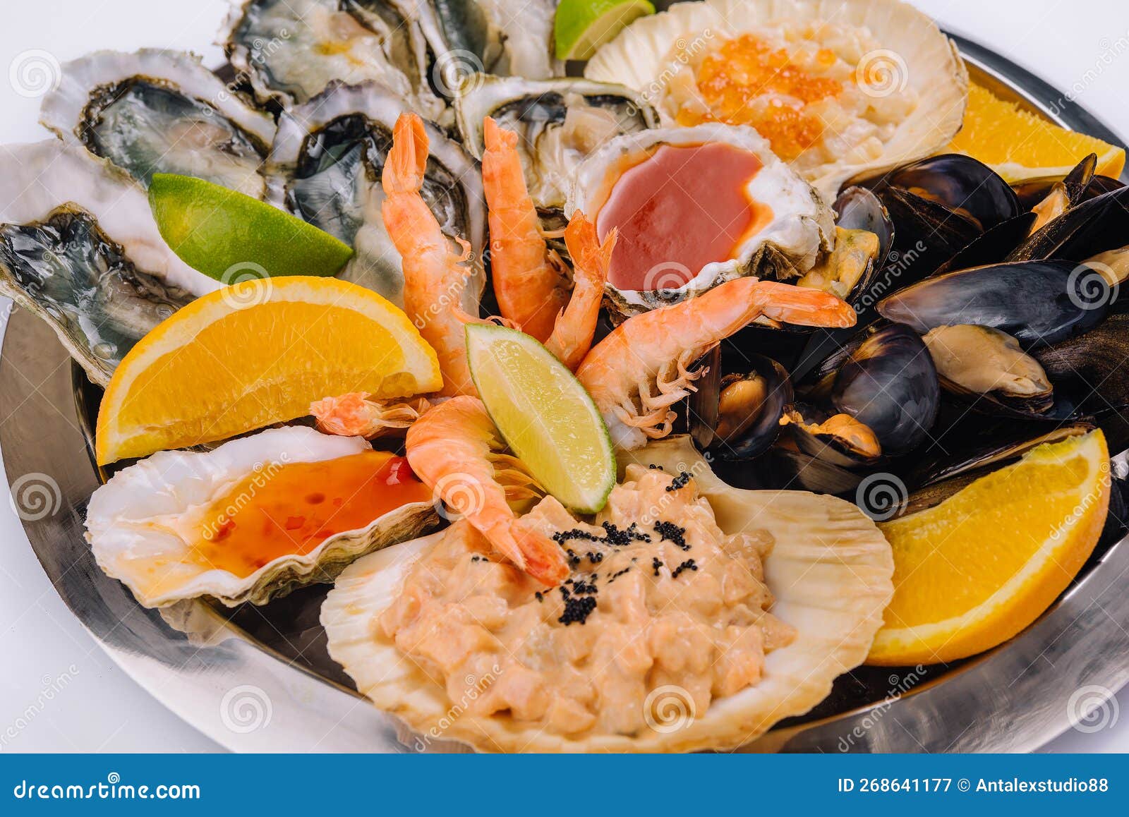 Shellfish Seafood Plate With Shrimps Prawns Crab Ocean Gourmet Dinner ...