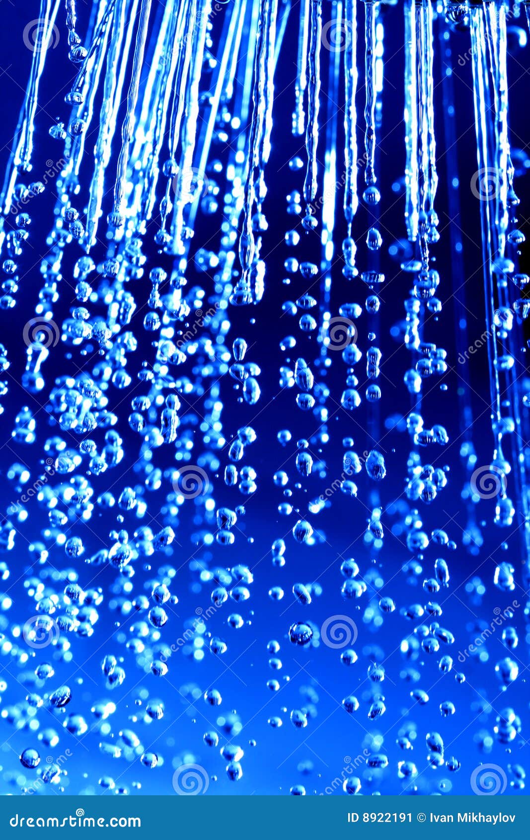 Fresh Shower With Water Drops Splashing. Water Running From Shower Head ...