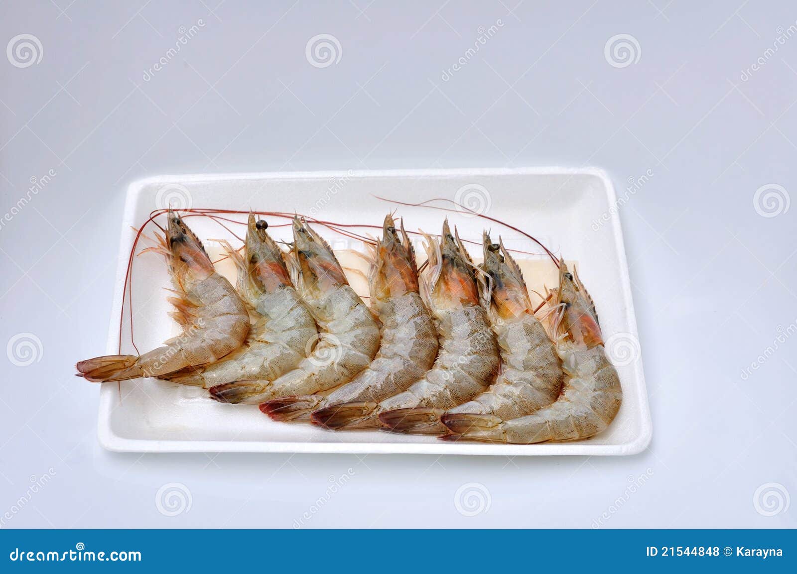 Fresh Shrimps On Foam Package Stock Photo - Image of market, gourmet ...