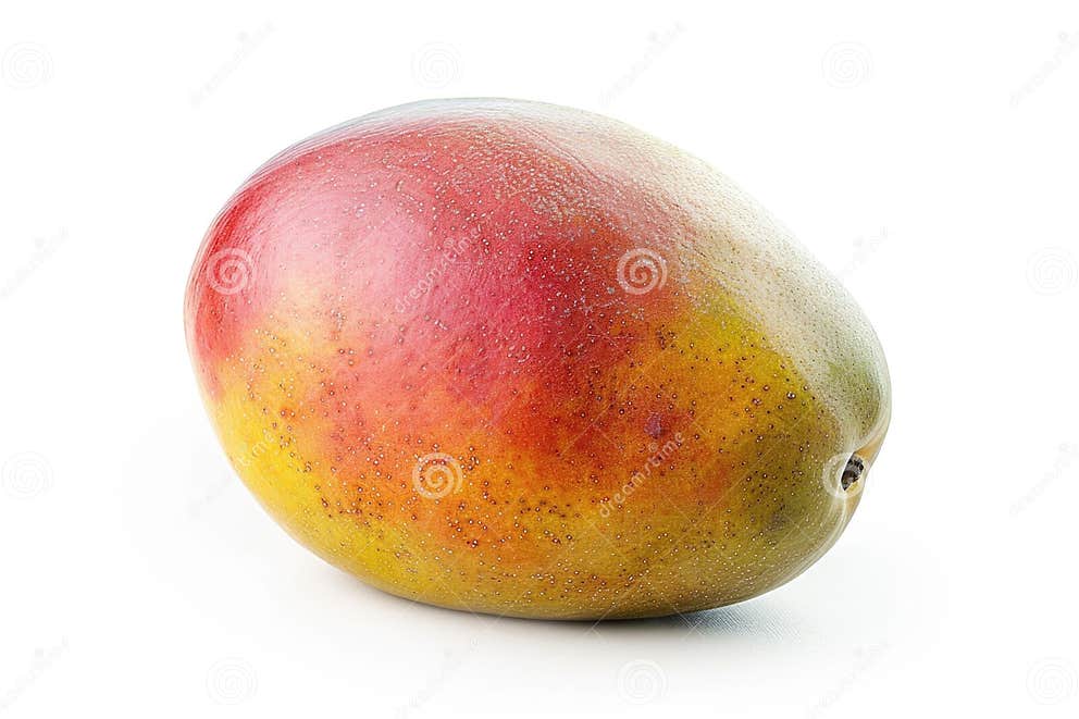 A Fresh Single Mango on a Clean White Surface Stock Image - Image of ...