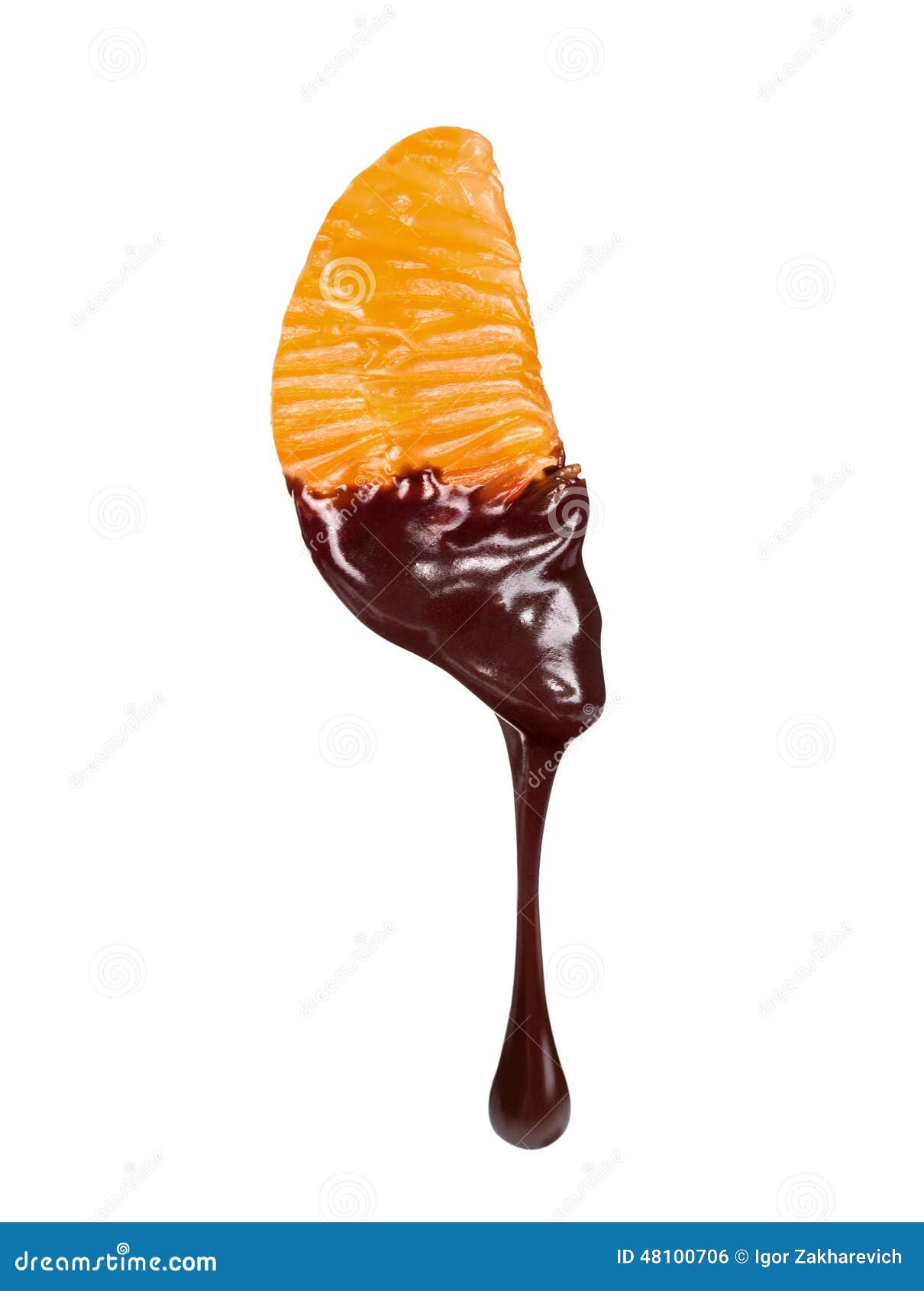 Fresh Slice of Tangerine in Chocolate Stock Photo - Image of orange ...