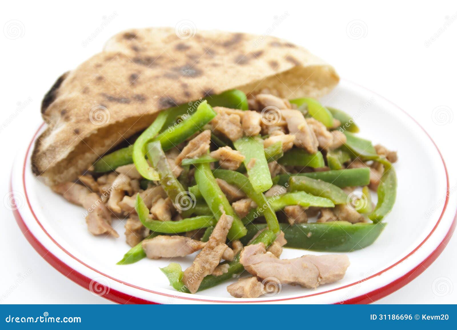 Fresh Sliced Capsicum with Sliced Chicken Meat and Flat Bread Stock ...
