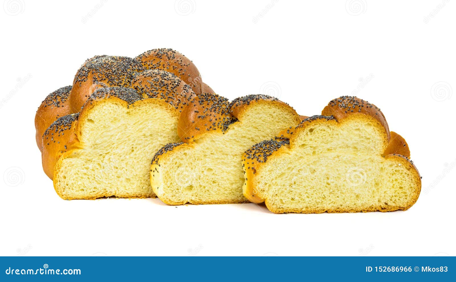 Sliced Challah Bread on White Background Stock Photo - Image of piece ...