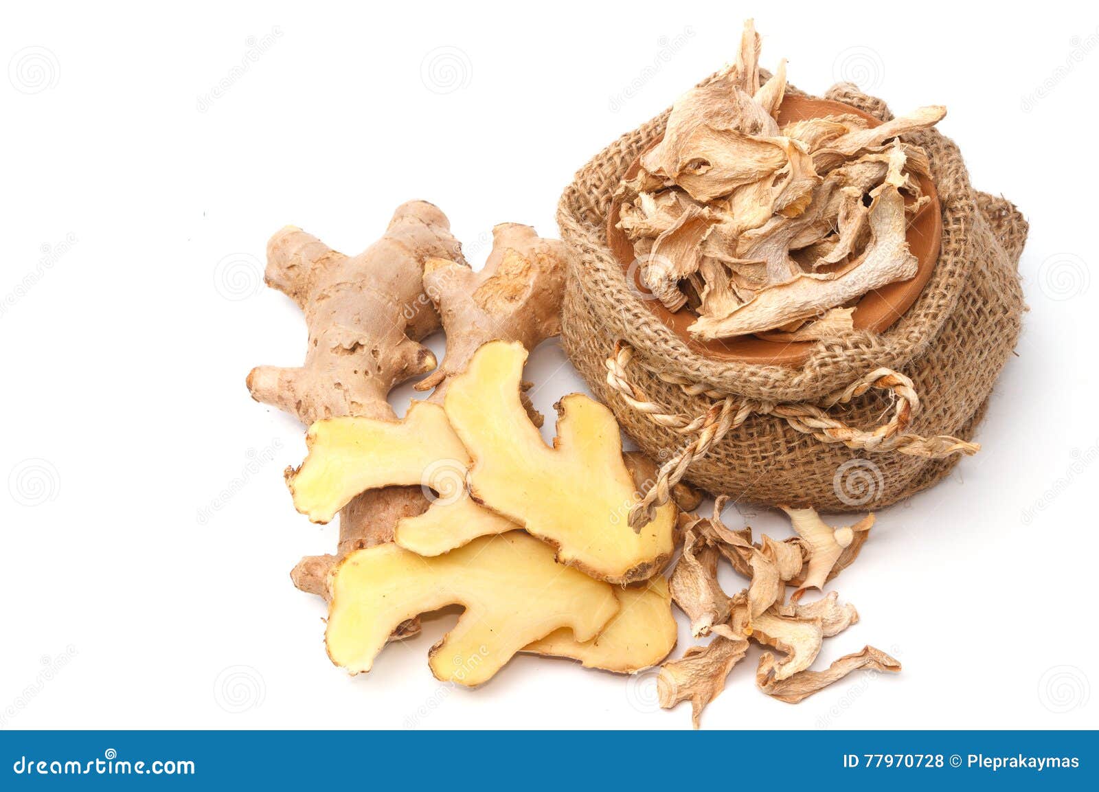 Fresh Sliced Ginger Root and Dry Ginger on White Stock Photo - Image of ...