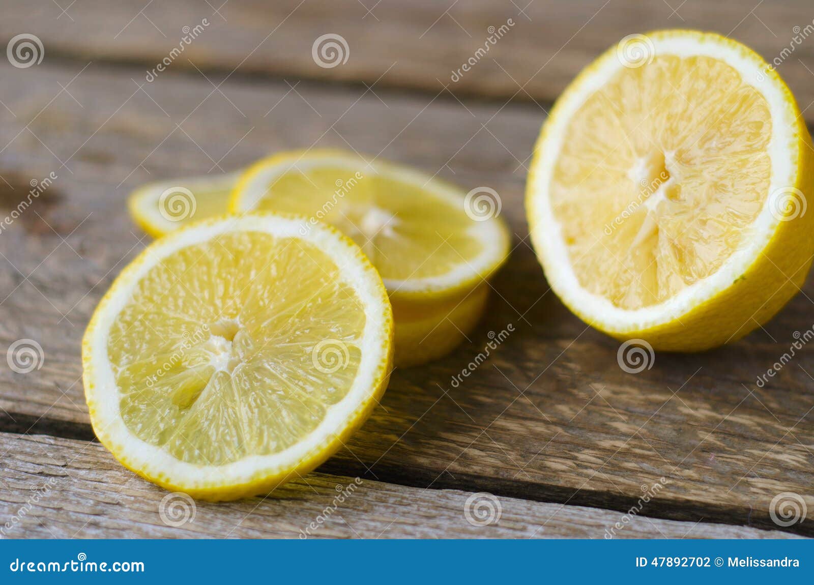 Fresh Sliced Lemon on the Wooden Table Stock Photo - Image of sour ...
