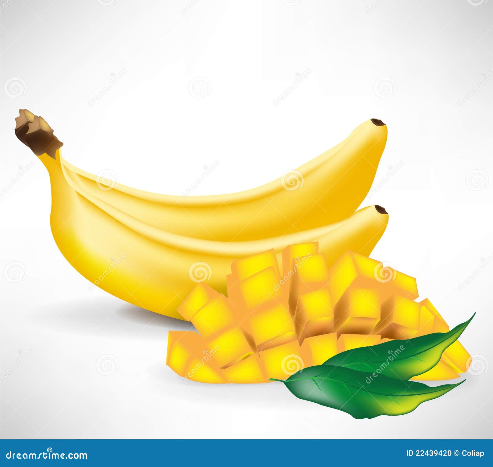 Fresh Sliced Mango with Two Bananas Stock Vector - Illustration of ... Fresh Sliced Mango with Two Bananas Stock Vector - Illustration of ...