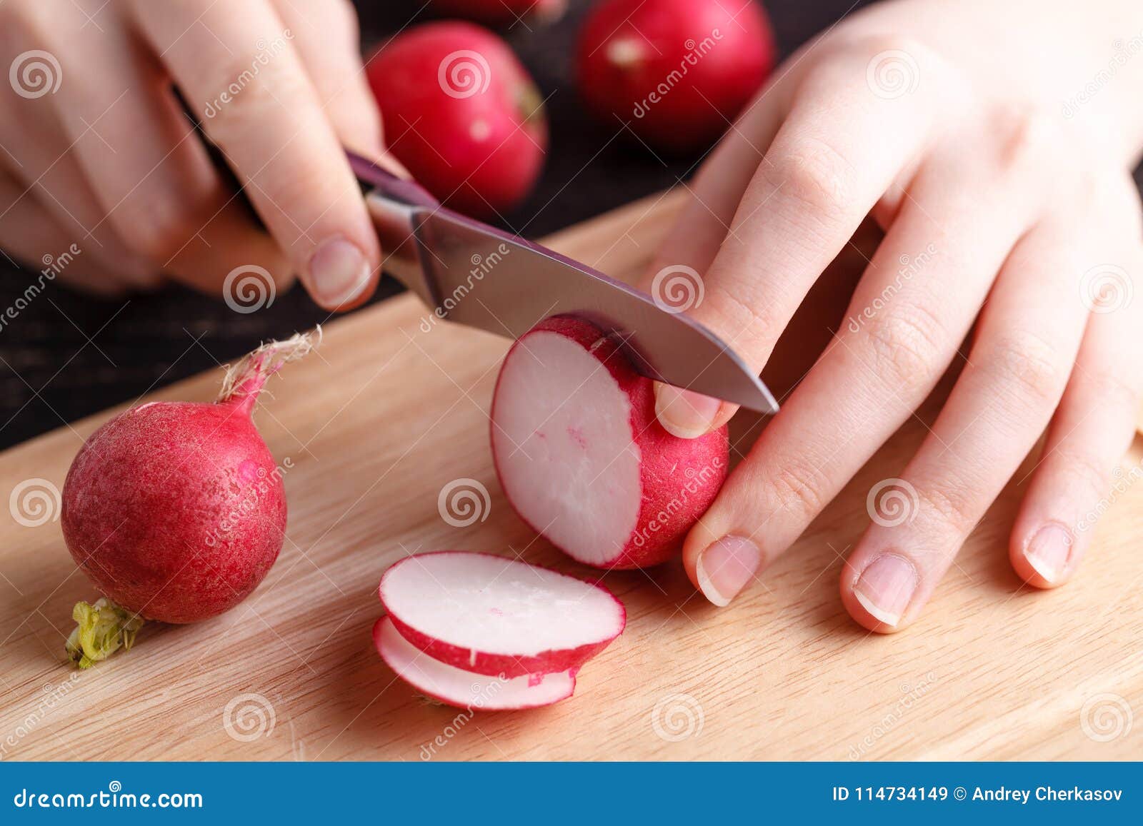 Fresh Sliced Radish on Cutting Board Stock Image - Image of freshness ...