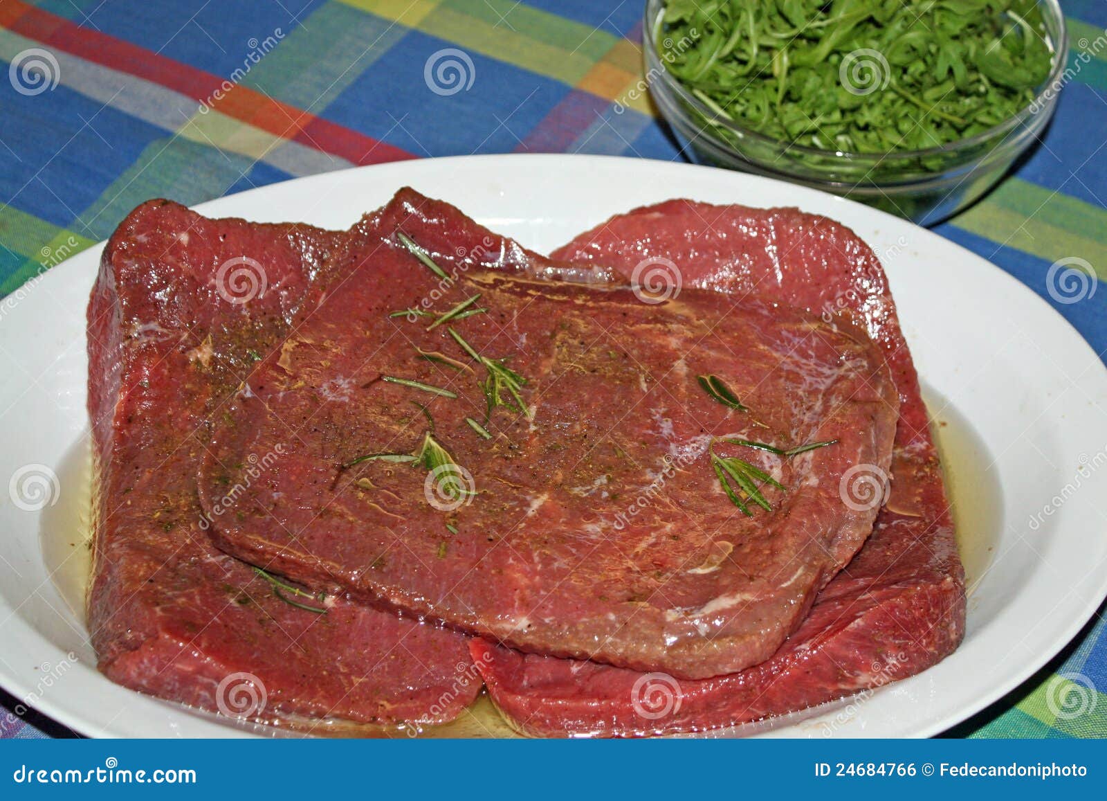 Fresh Sliced Red Ready To Be Cooked Beef Stock Photo - Image of arugula ...