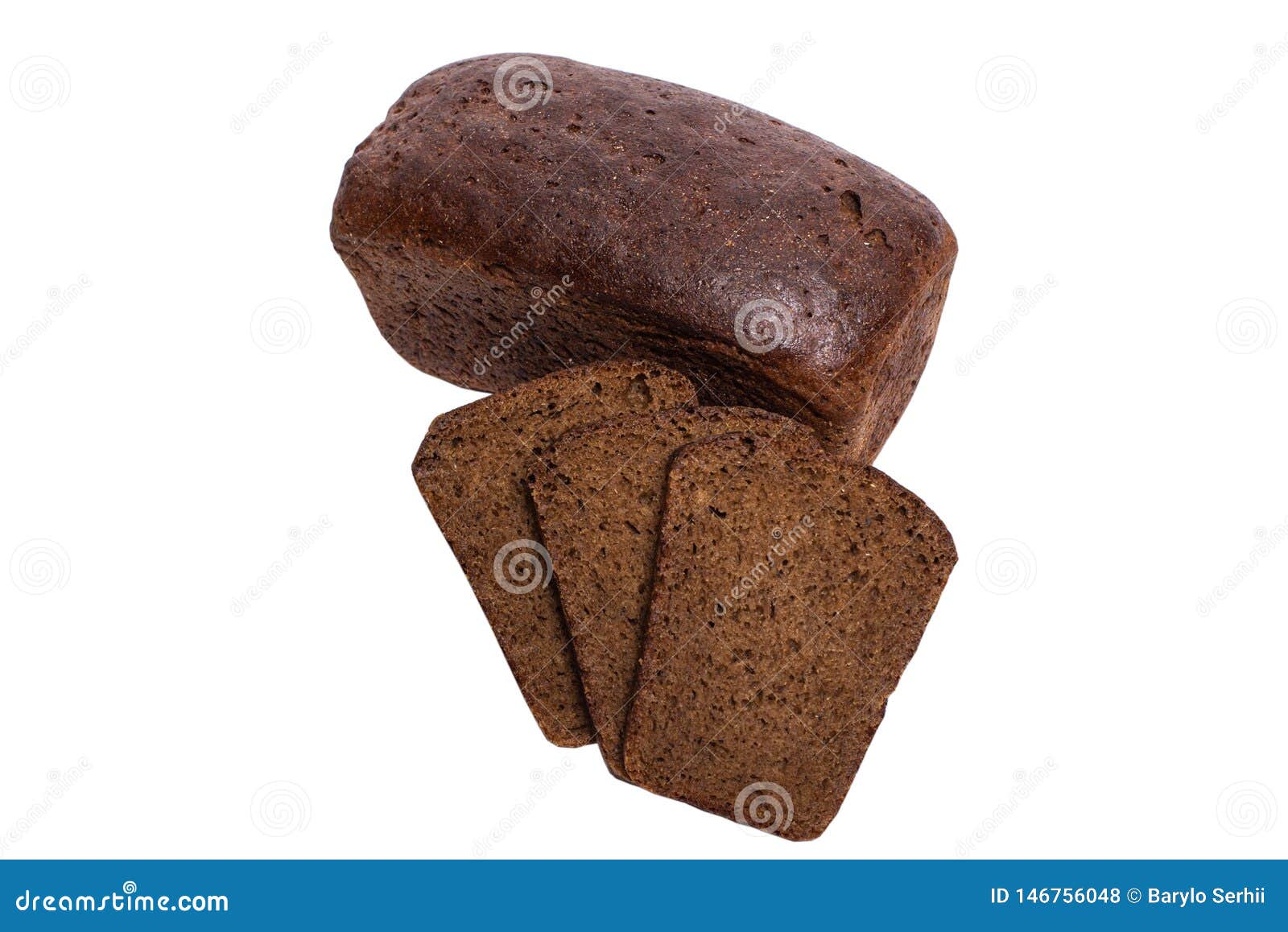 Fresh Sliced Rye Bread on White Background Stock Photo - Image of crust ...