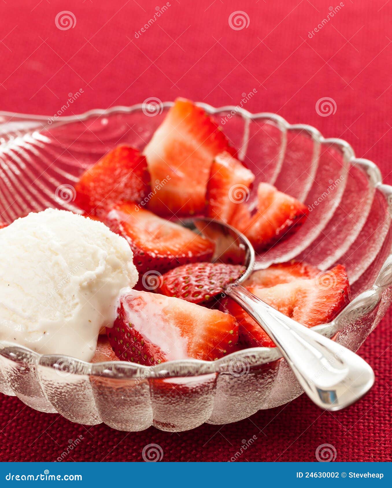 Fresh Sliced Strawberries in Glass Dish Stock Photo - Image of close ...
