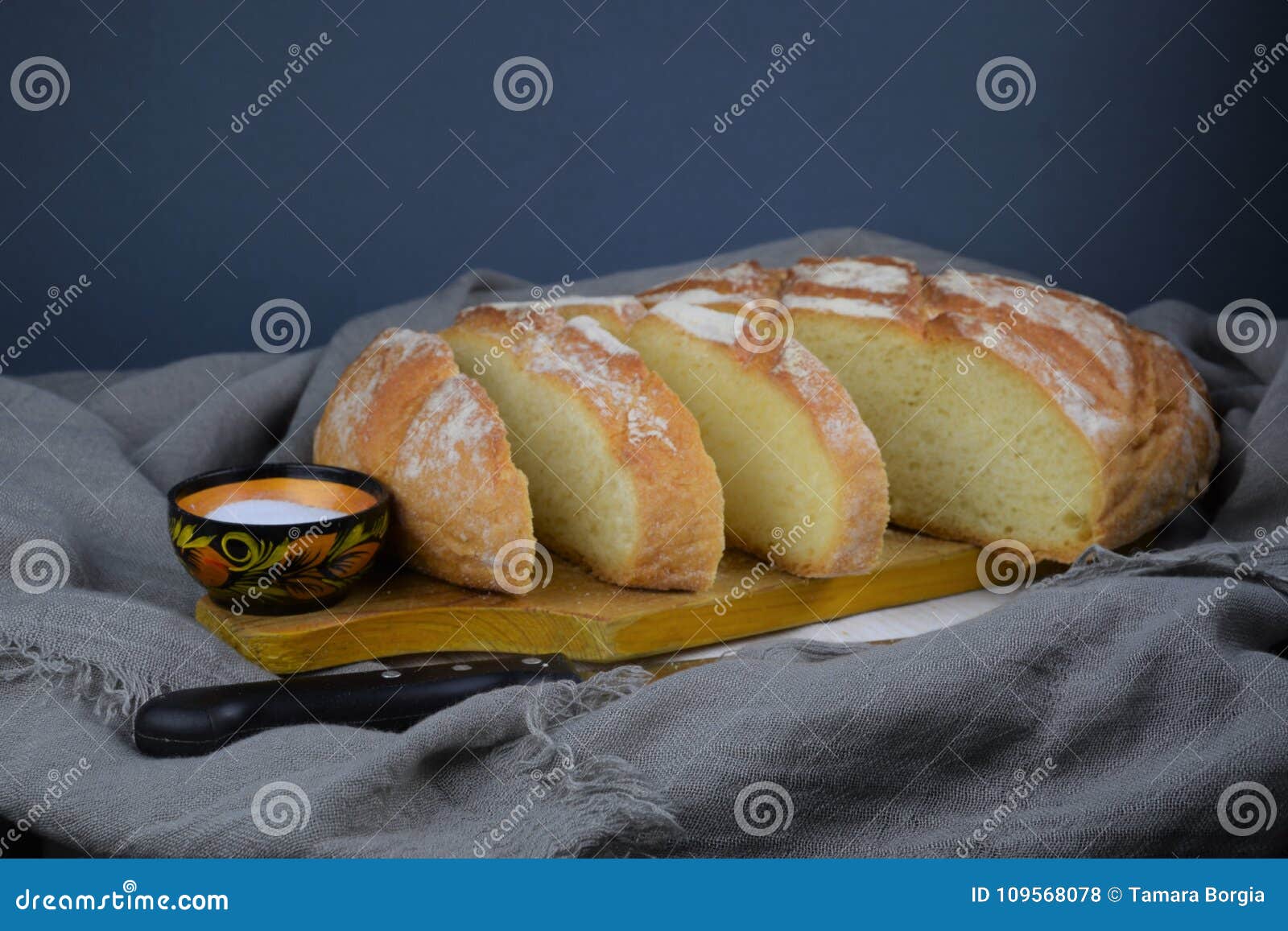 Fresh Sliced White Bread and Salt Stock Photo - Image of grain, bake ...