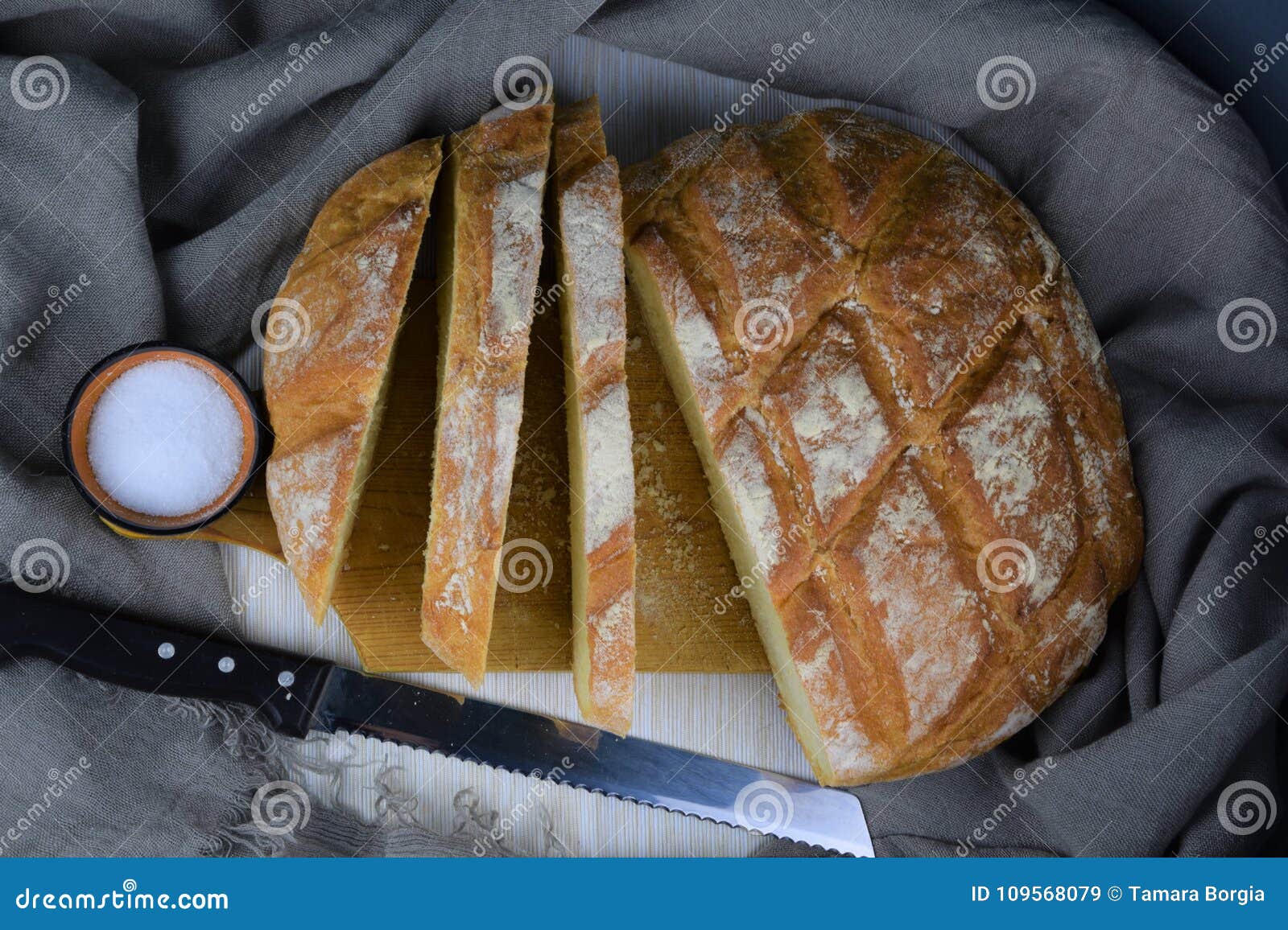Fresh Sliced White Bread and Salt Stock Image - Image of closeup ...