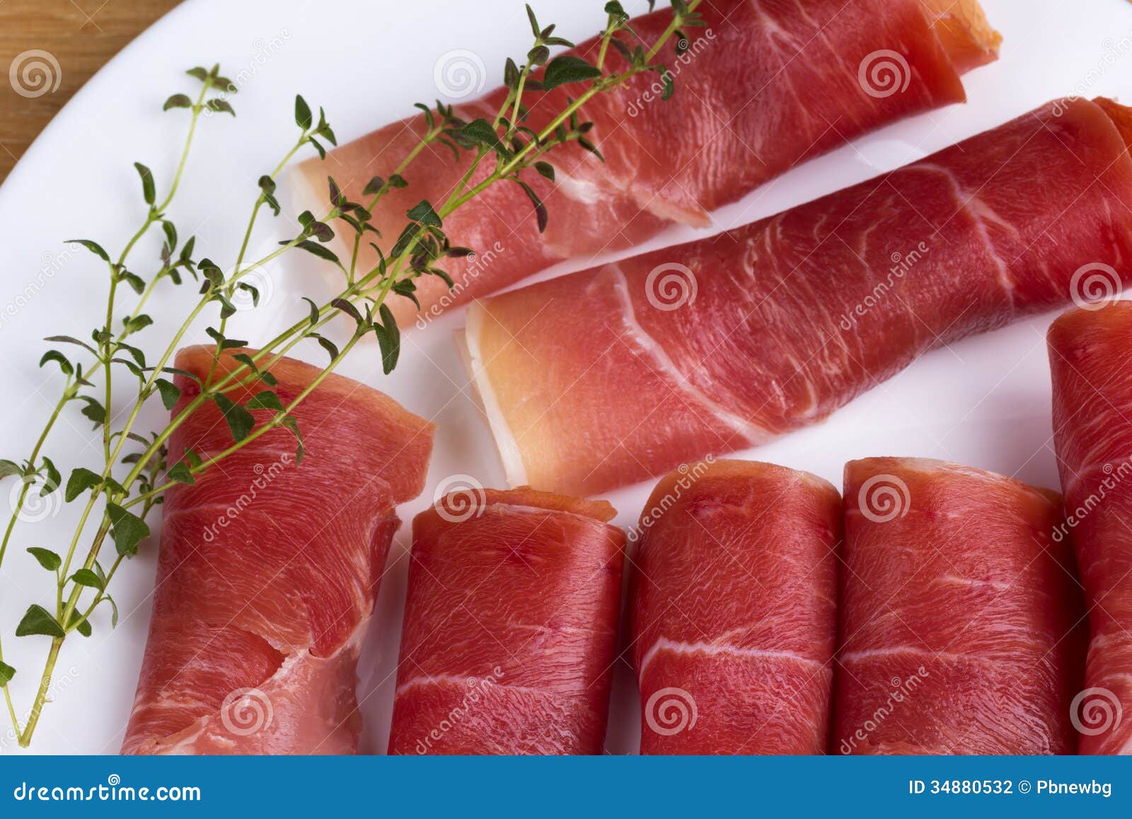 Fresh Slices of Jamon on a Plate Stock Photo - Image of jamon, serving ...