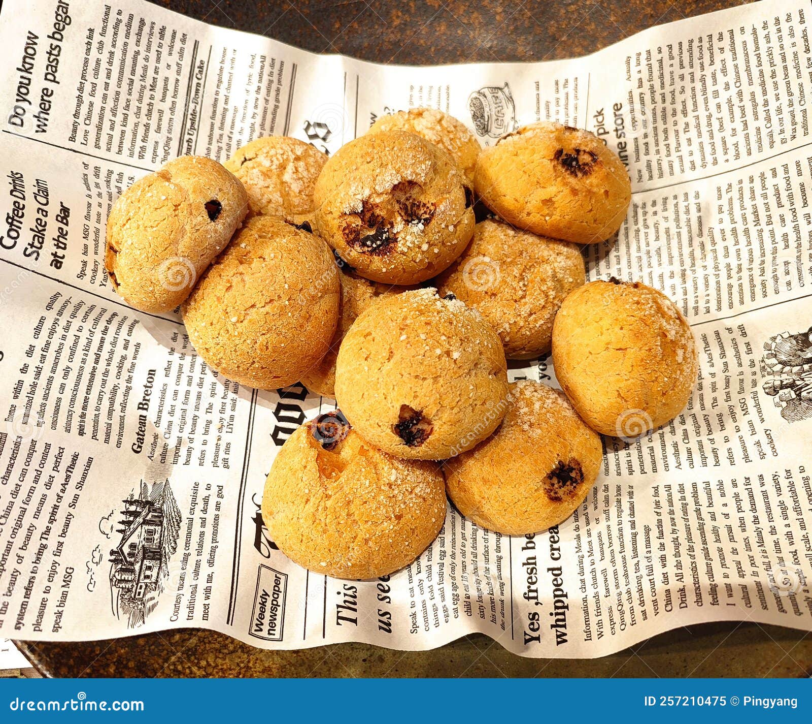Fresh Small Bread on the Paper for Eating Stock Image - Image of bread ...