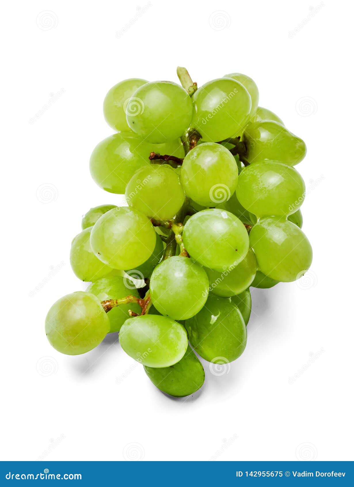 Fresh Small Bunch of Green Grapes. White Isolated Background. Close-up ...