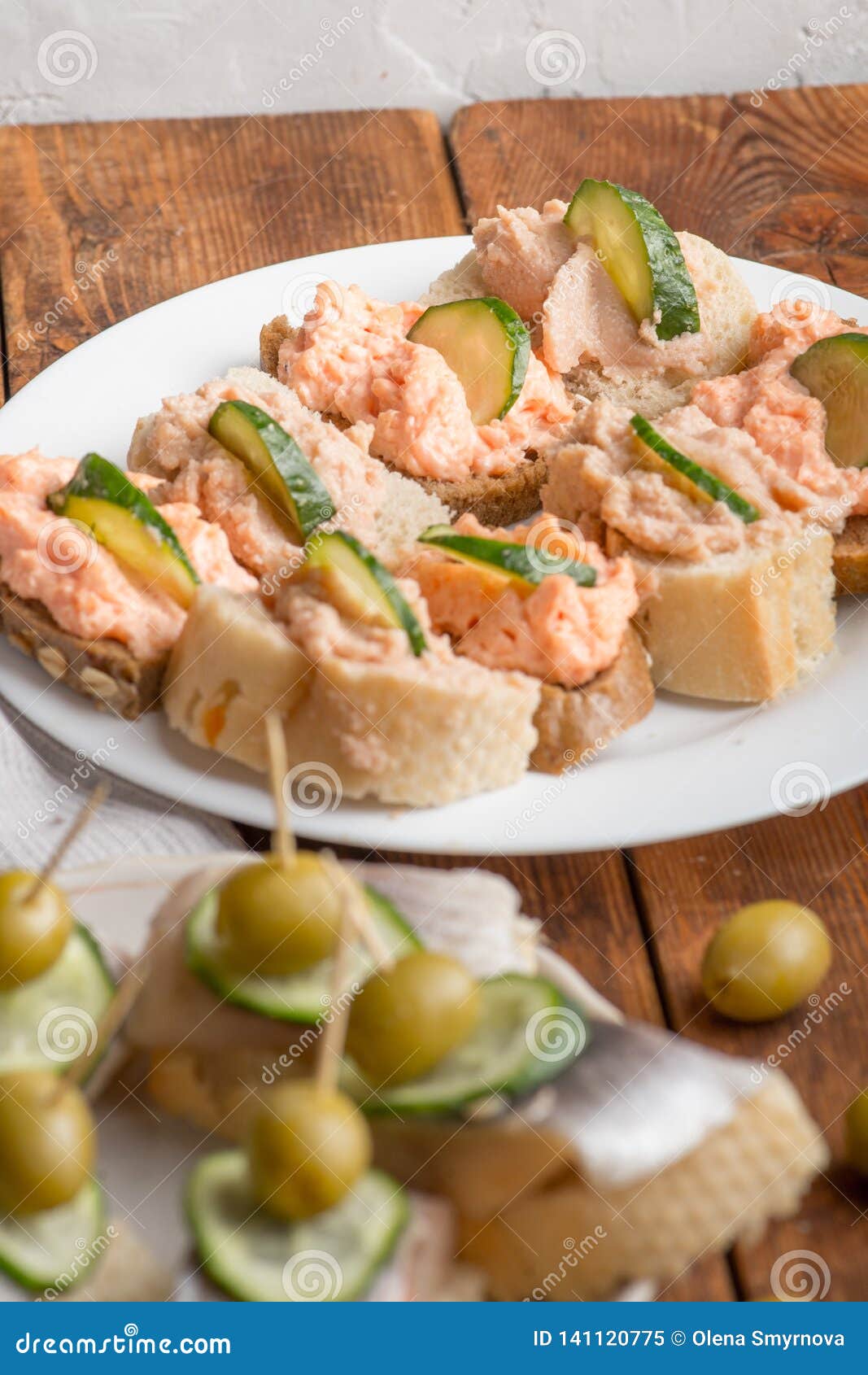 Fresh Small Different Canapes on Plates Stock Image - Image of dodger ...
