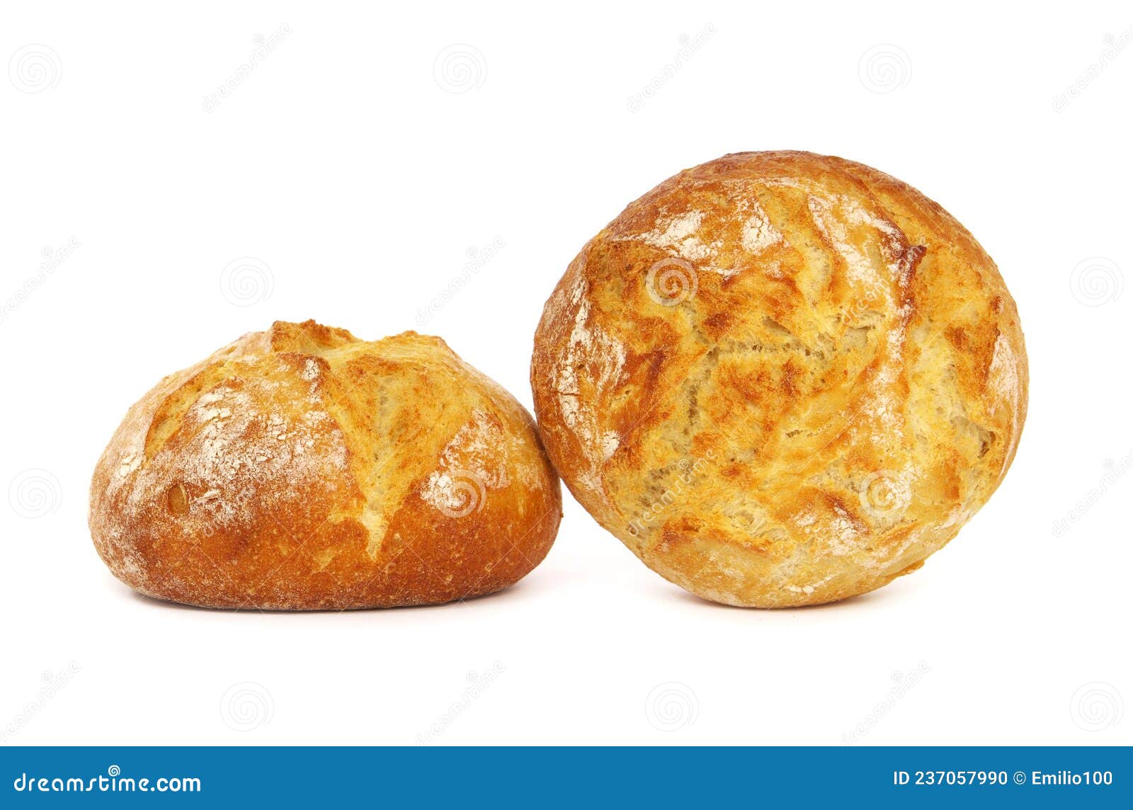 Fresh Small Round Bread Isolated on White Stock Photo - Image of roll ...