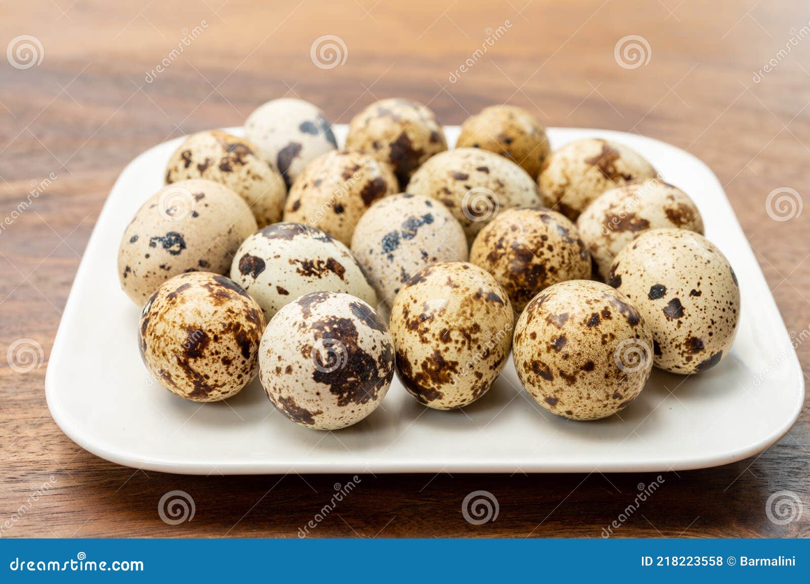 Fresh Small Spotted Partridge Eggs on White Board Stock Photo - Image ...