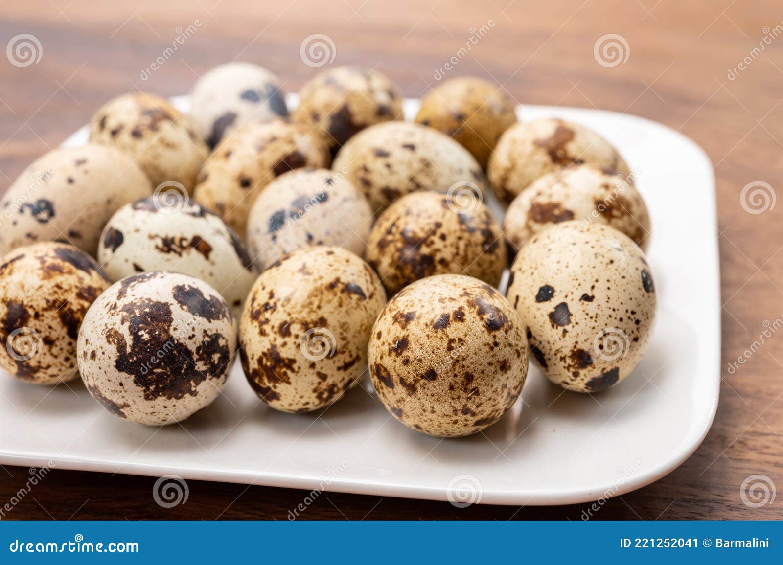 Fresh Small Spotted Partridge Eggs on White Board Stock Image - Image ...