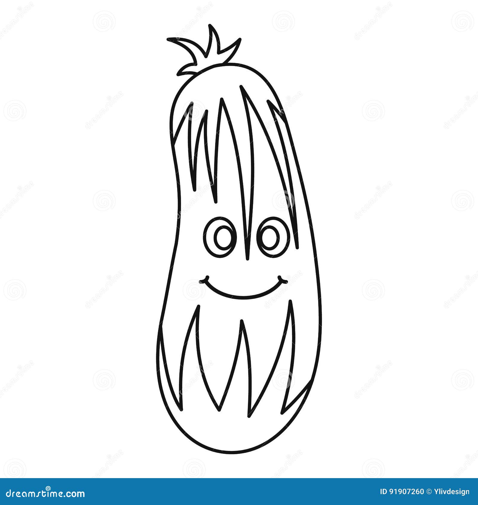 Fresh Smiling Cucumber Icon Outline Stock Vector - Illustration of ...
