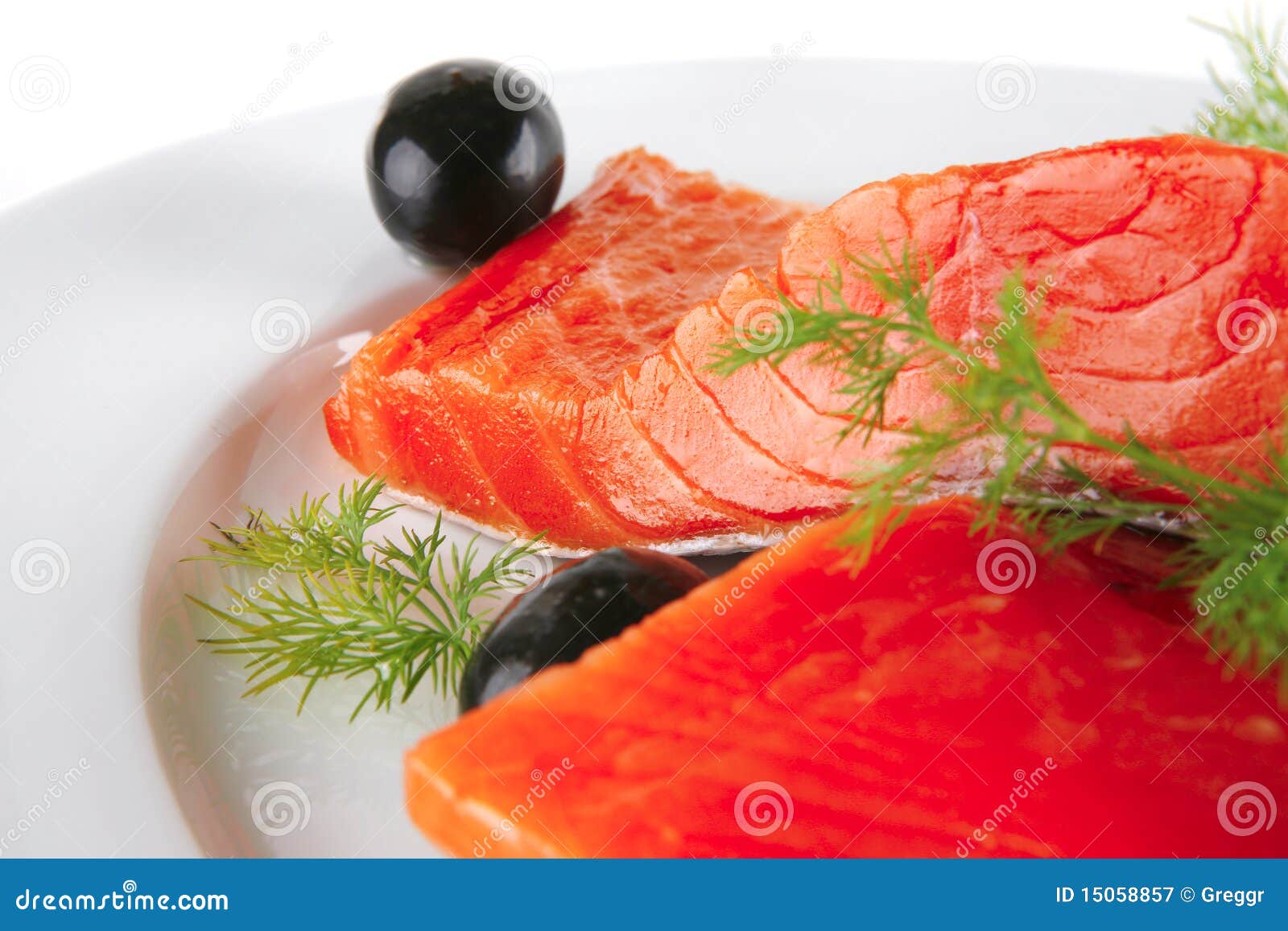 Fresh Smoked Salmon on White Plate Stock Image - Image of orange ...