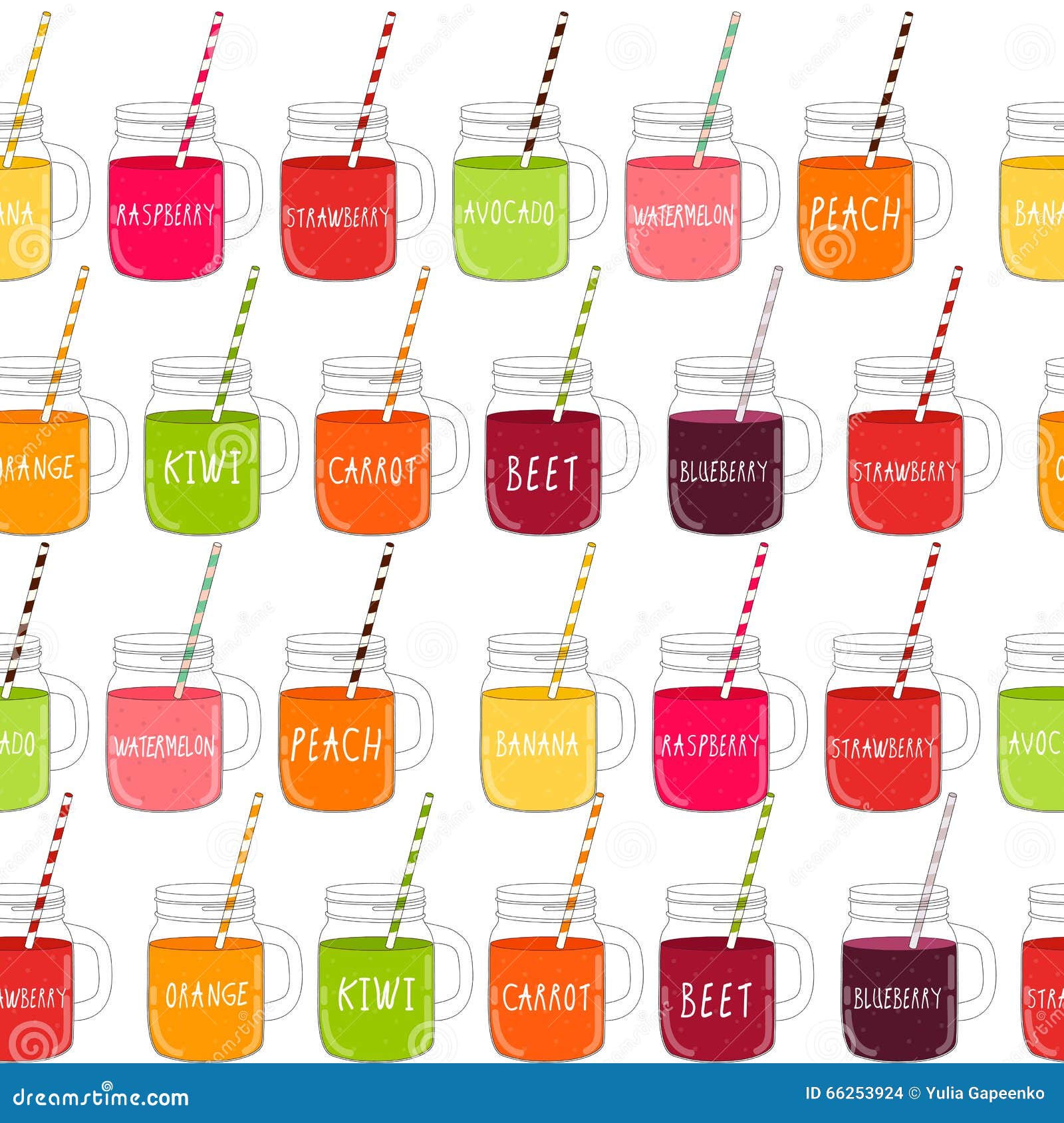 Fresh Smoothie Set Seamless Pattern Background. Healthy Food Stock ...