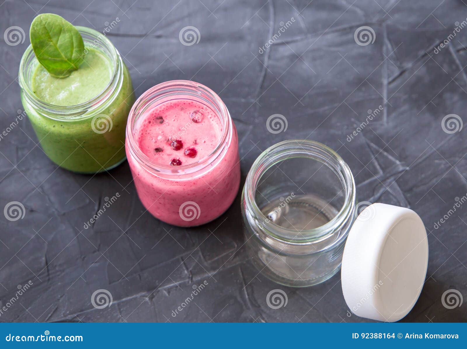Fresh Smoothie Variations in Jars Ans an Empty Jar Stock Photo - Image ...