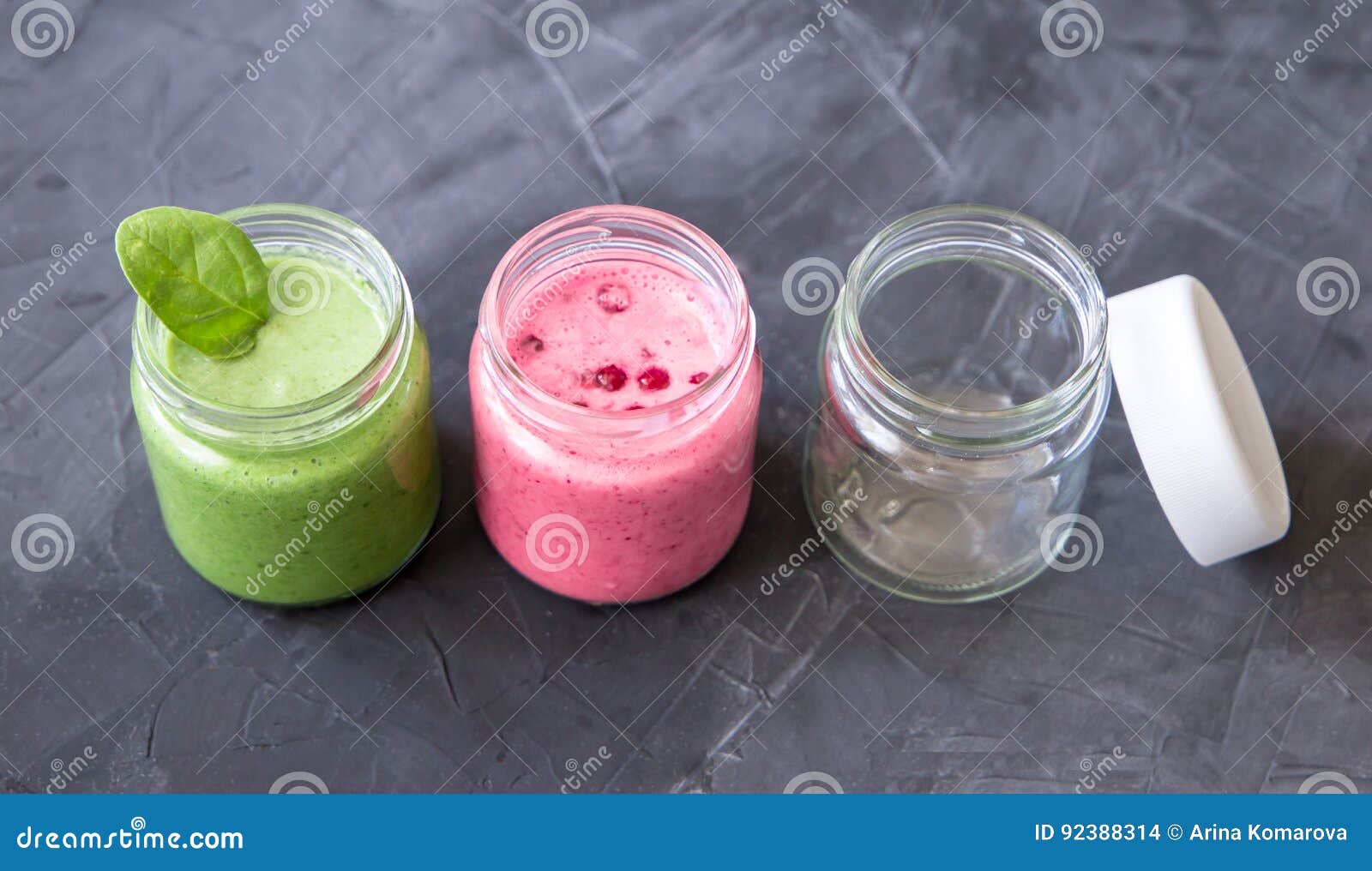 Fresh Smoothie Variations in Jars Ans an Empty Jar Stock Photo - Image ...