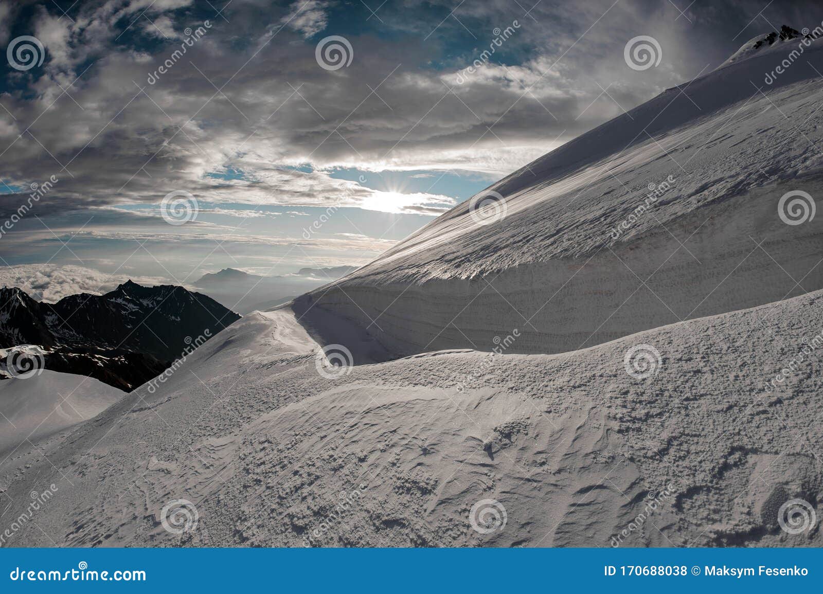 Fresh Snow Lying on a Smooth Mountain Side Stock Photo - Image of ...