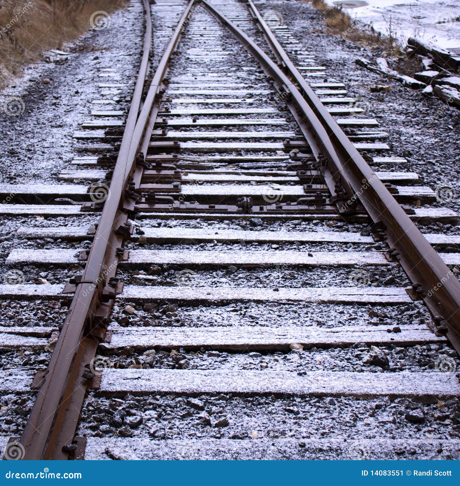 Fresh Snow on Train Tracks stock image. Image of cold - 14083551