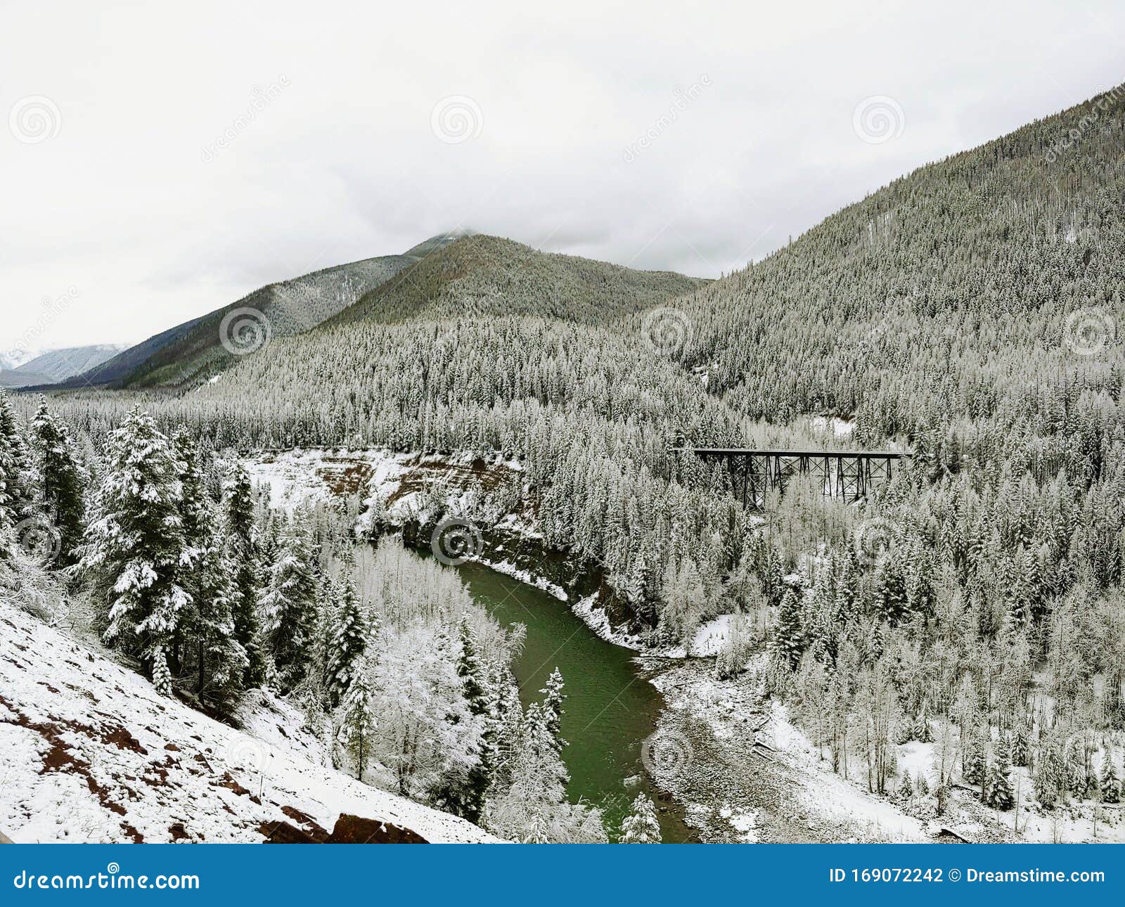 Fresh Snowfall in the Mountains Stock Photo - Image of ...