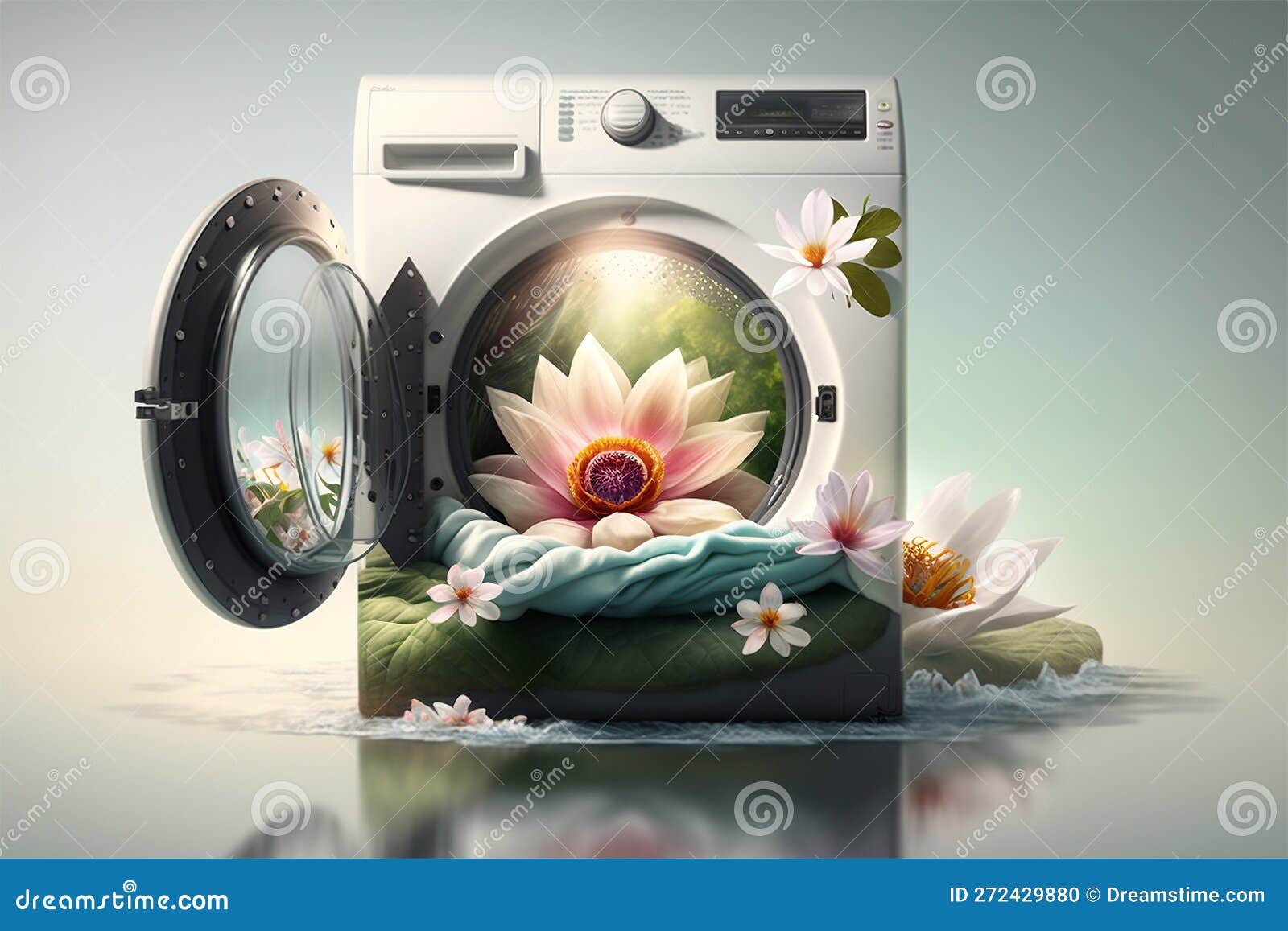 Fresh, Soft and Clean Laundry Concept. Generative AI Stock Illustration ...