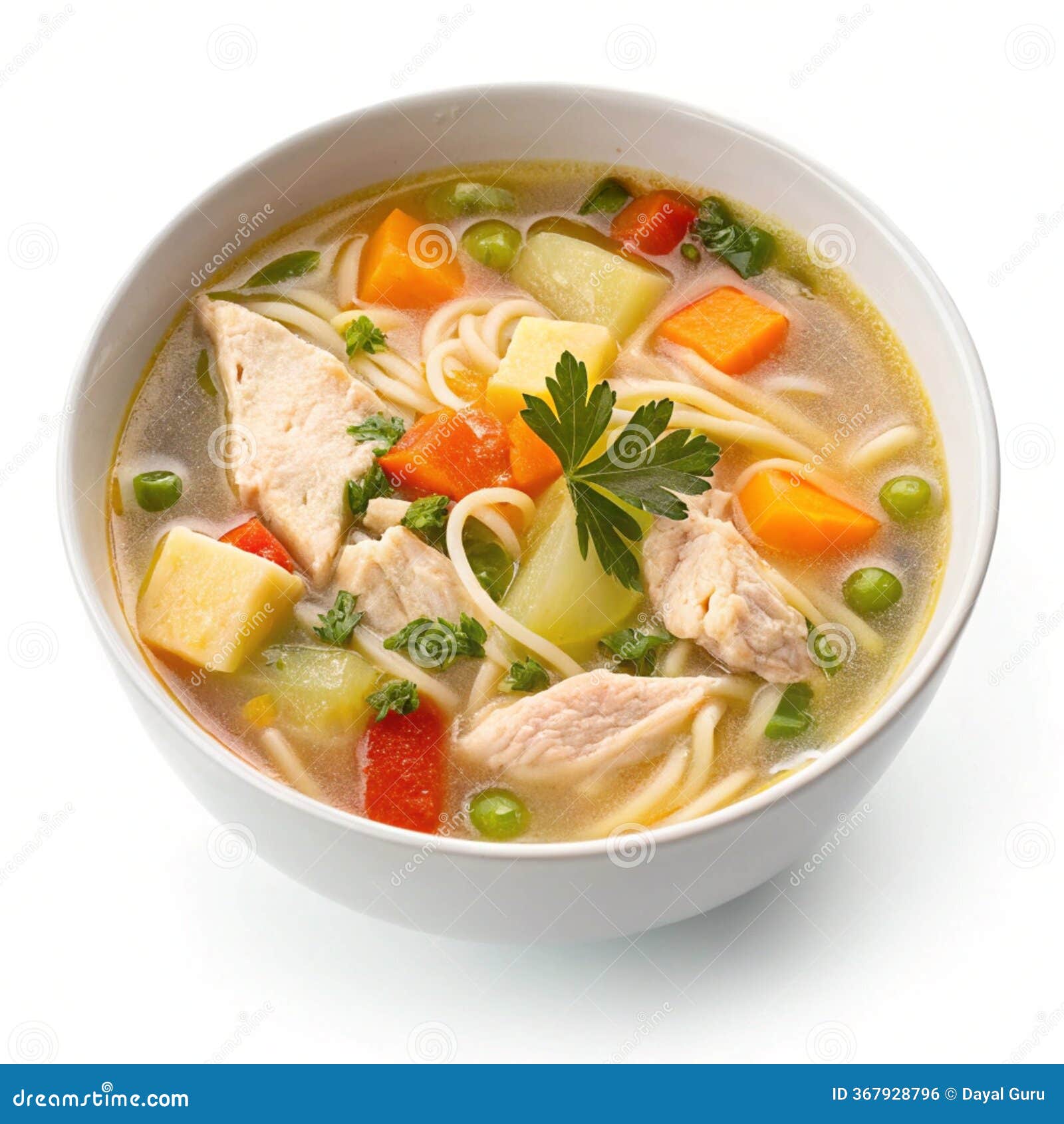 Sopa De Pollo On White Plate, Top View. Colombian Food. Generative AI ...