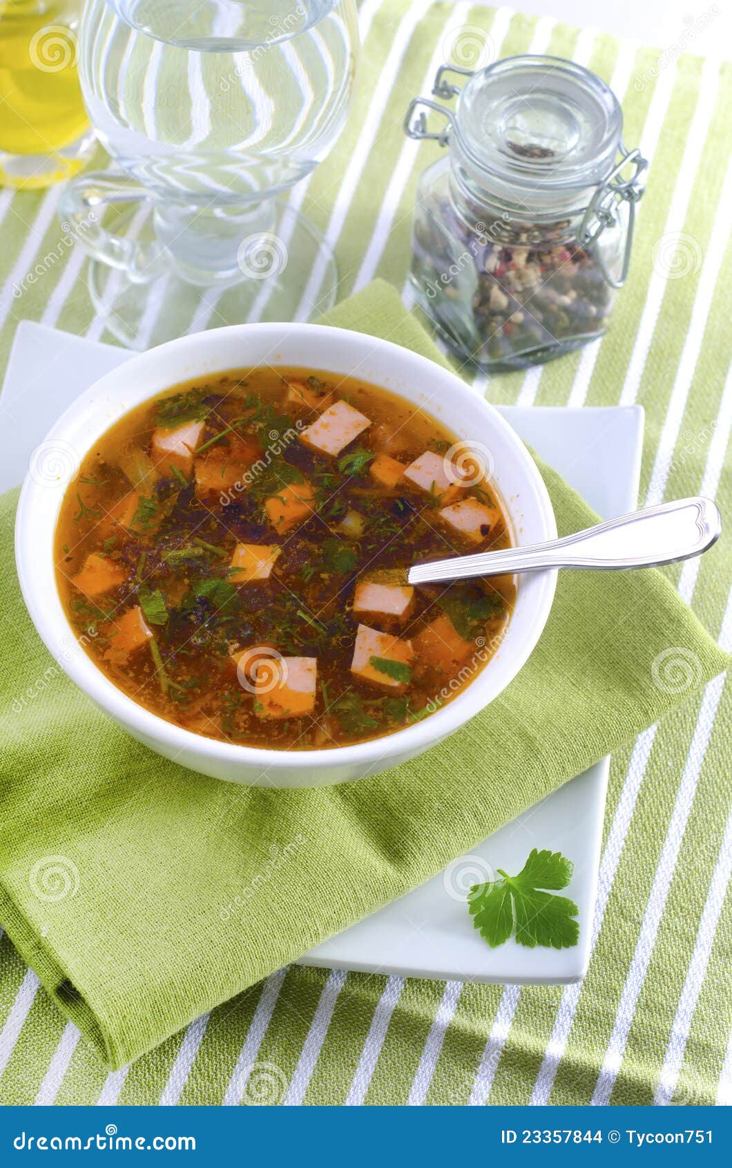 Fresh soup stock photo. Image of decoration, baguette - 23357844