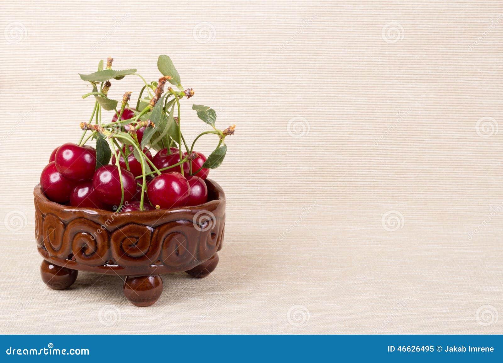 Fresh Sour Cherries in a Ceramic Pot Stock Image - Image of health ...