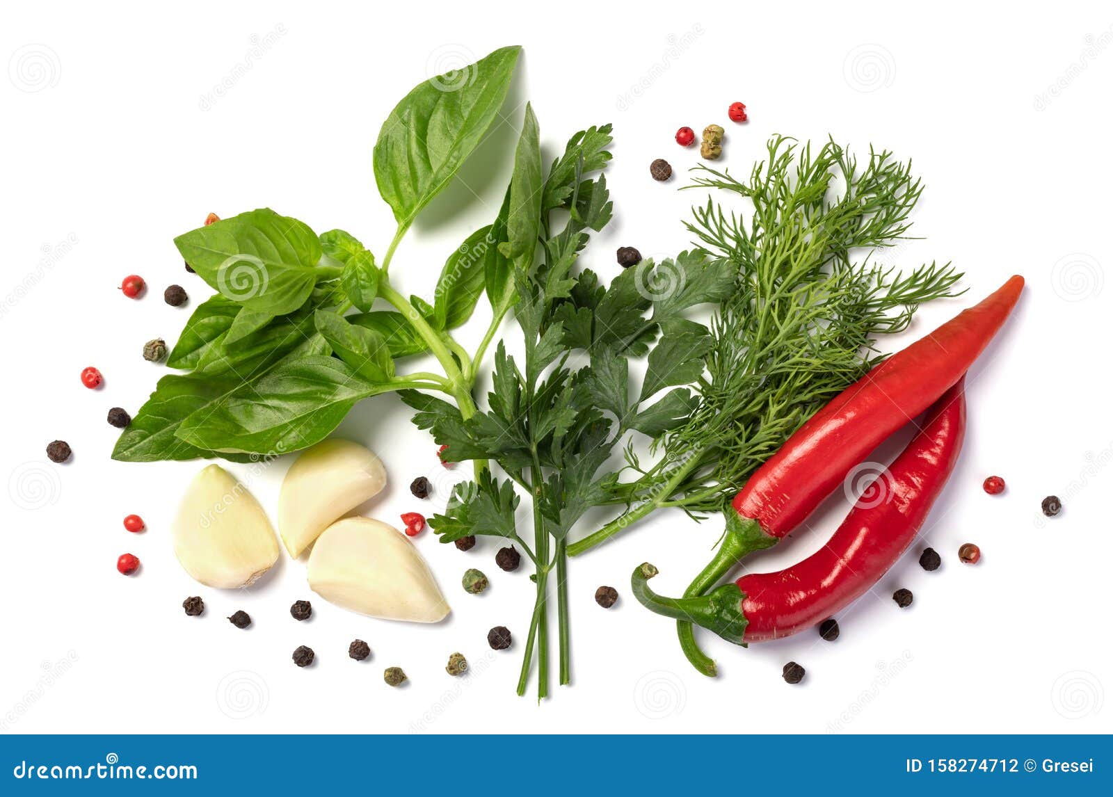 Fresh spices and herbs stock photo. Image of herbal - 158274712