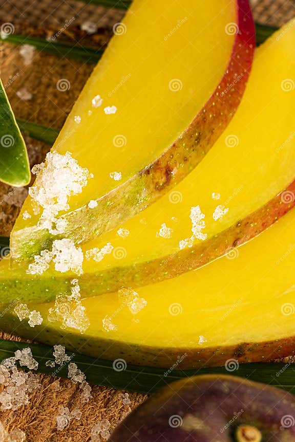 Fresh Split Mango Fruit on a Table Stock Image - Image of fruit, eating ...