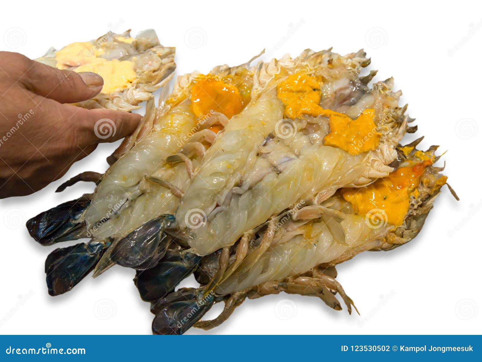 Fresh Split Raw Shrimp Big Size on White Background Stock Photo - Image ...