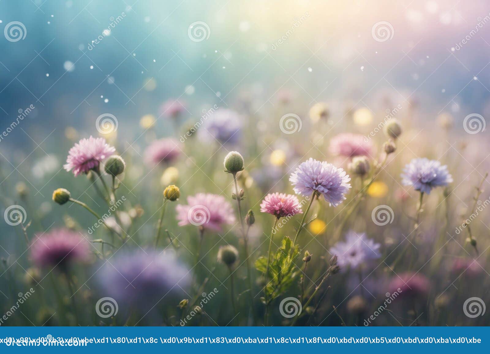 Fresh Spring Field, Meadow Flowers Explode in Smoke and Mist. Herbal ...