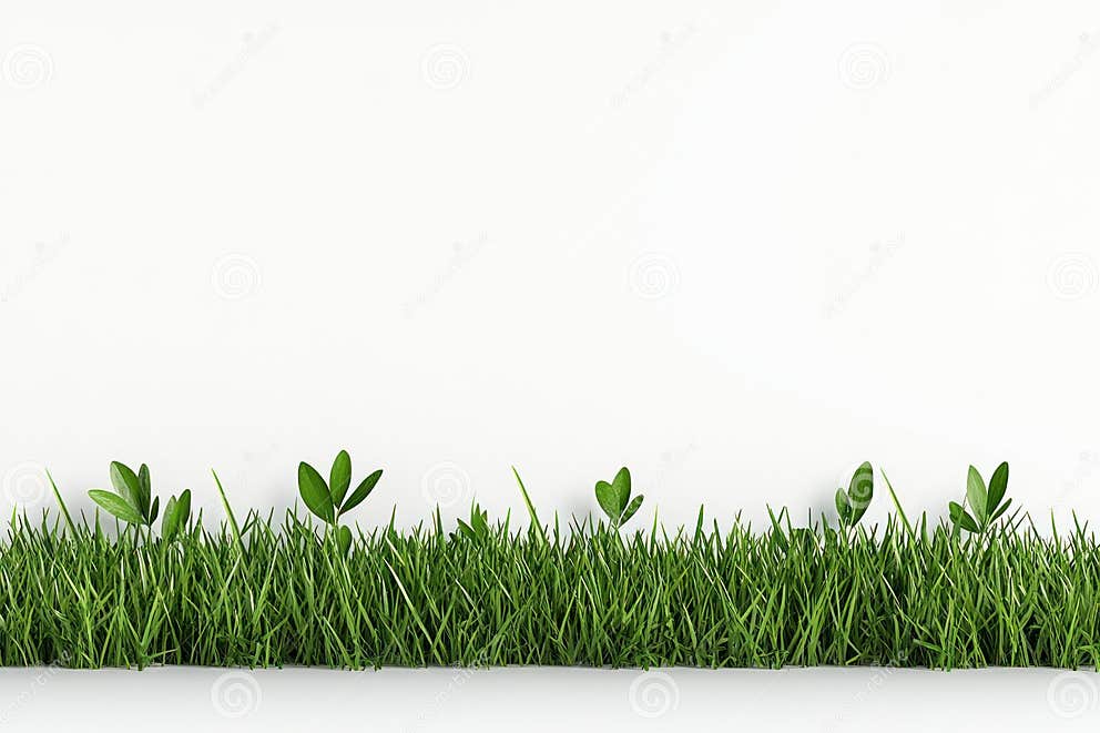 Fresh Spring Grass Border on White Background Stock Illustration ...
