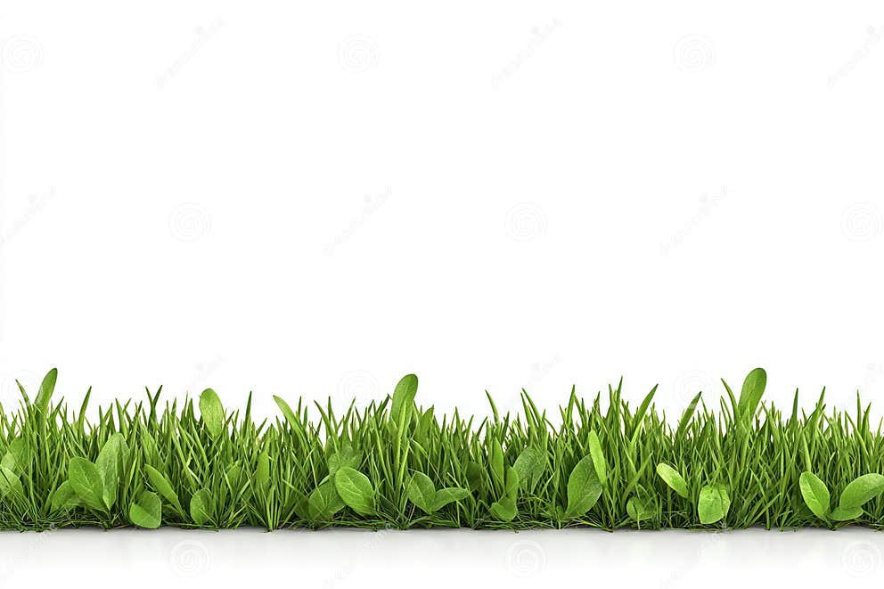 Fresh Spring Grass Border on White Background Stock Illustration ...