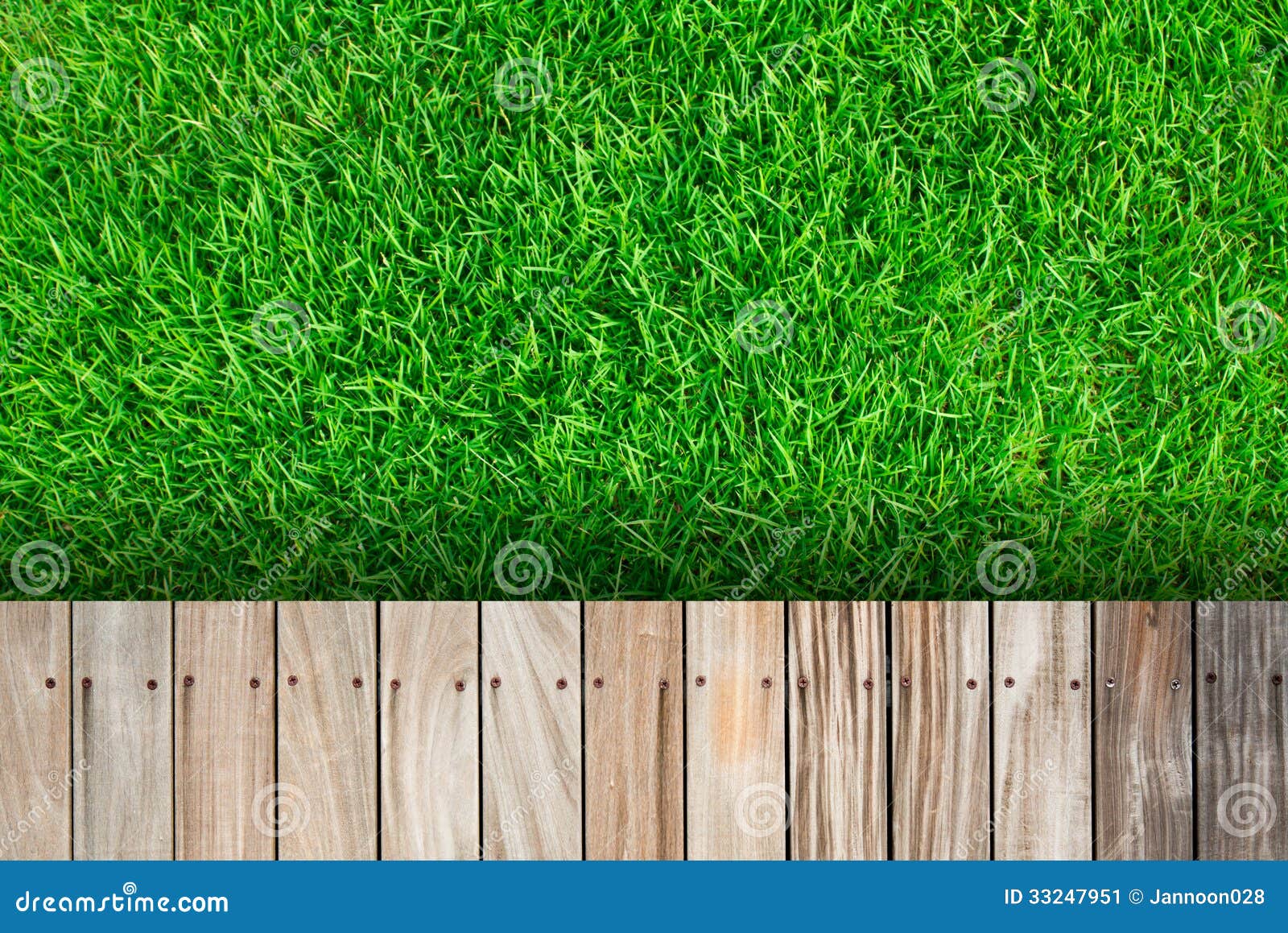 Fresh Spring Green Grass and Wood Floor Stock Image - Image of copy ...