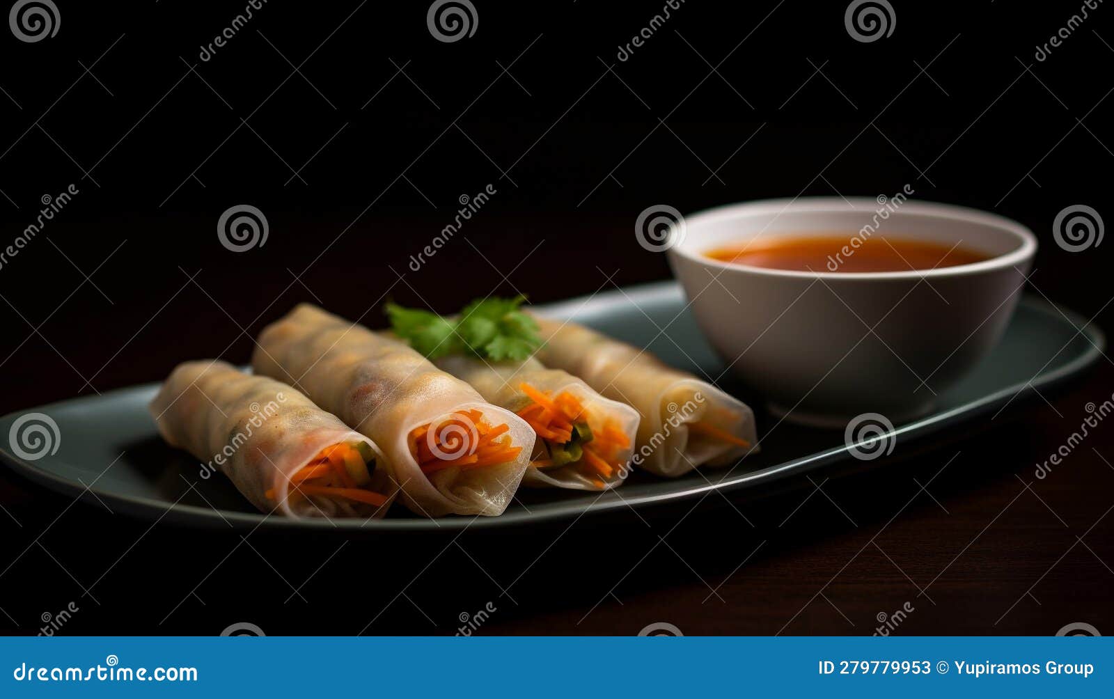 Fresh Spring Roll Appetizer Plate with Rolled Up Vegetable Dim Sum ...